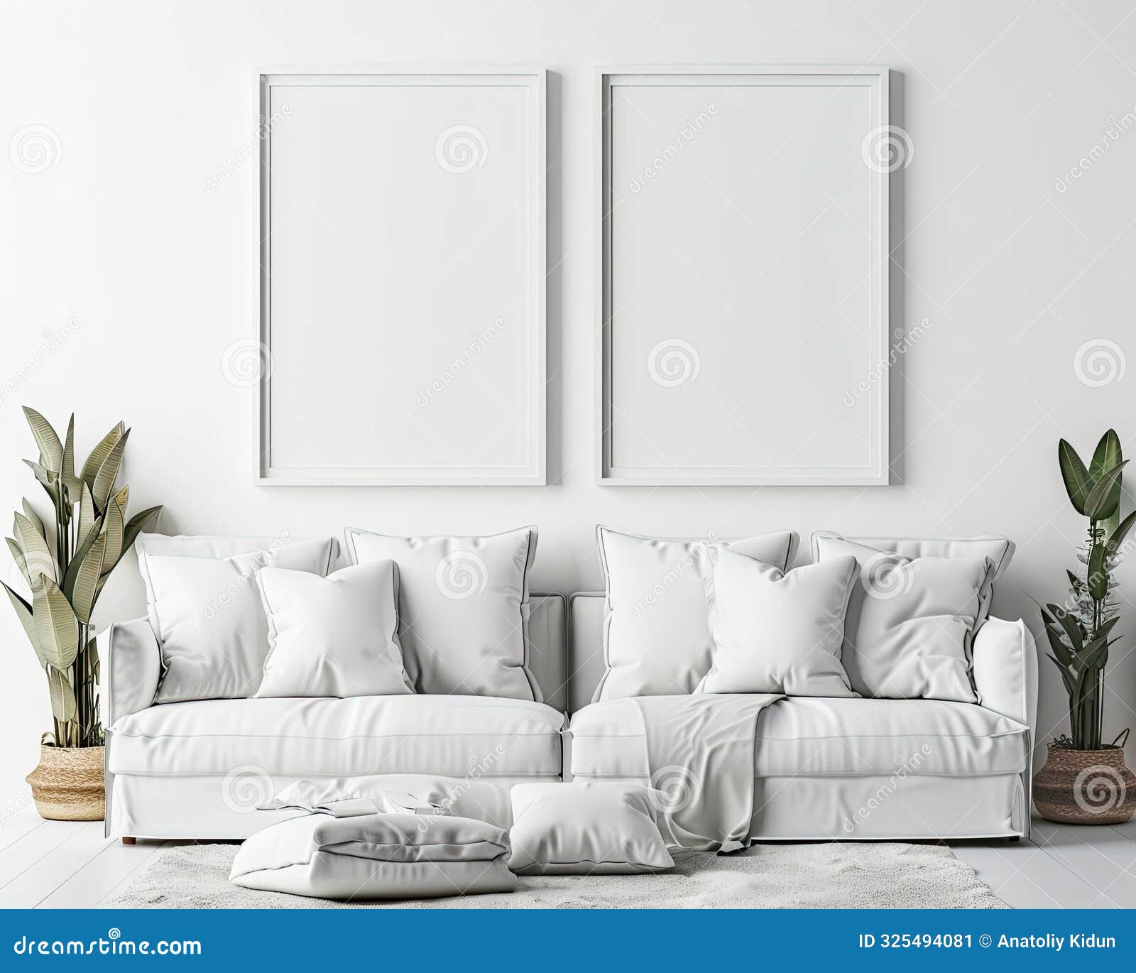 2 Simple Modern Picture Frames Side by Side in the Same Size on a White ...