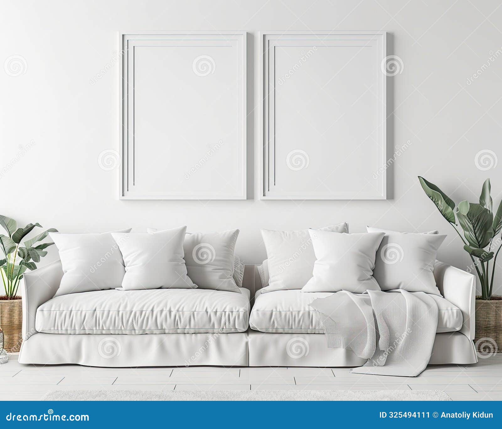 2 Simple Modern Picture Frames Side by Side in the Same Size on a White ...