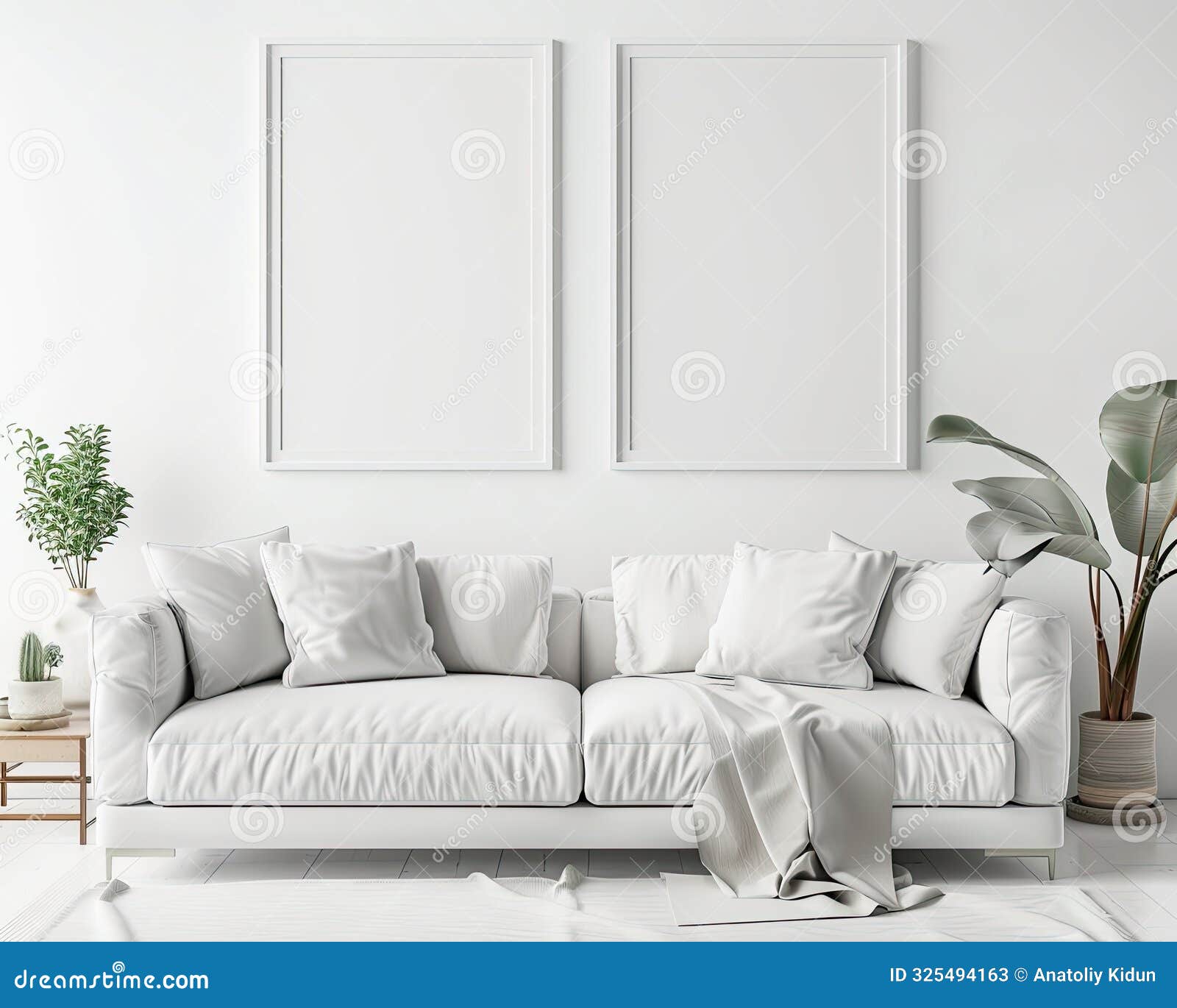 2 Simple Modern Picture Frames Side by Side in the Same Size on a White ...