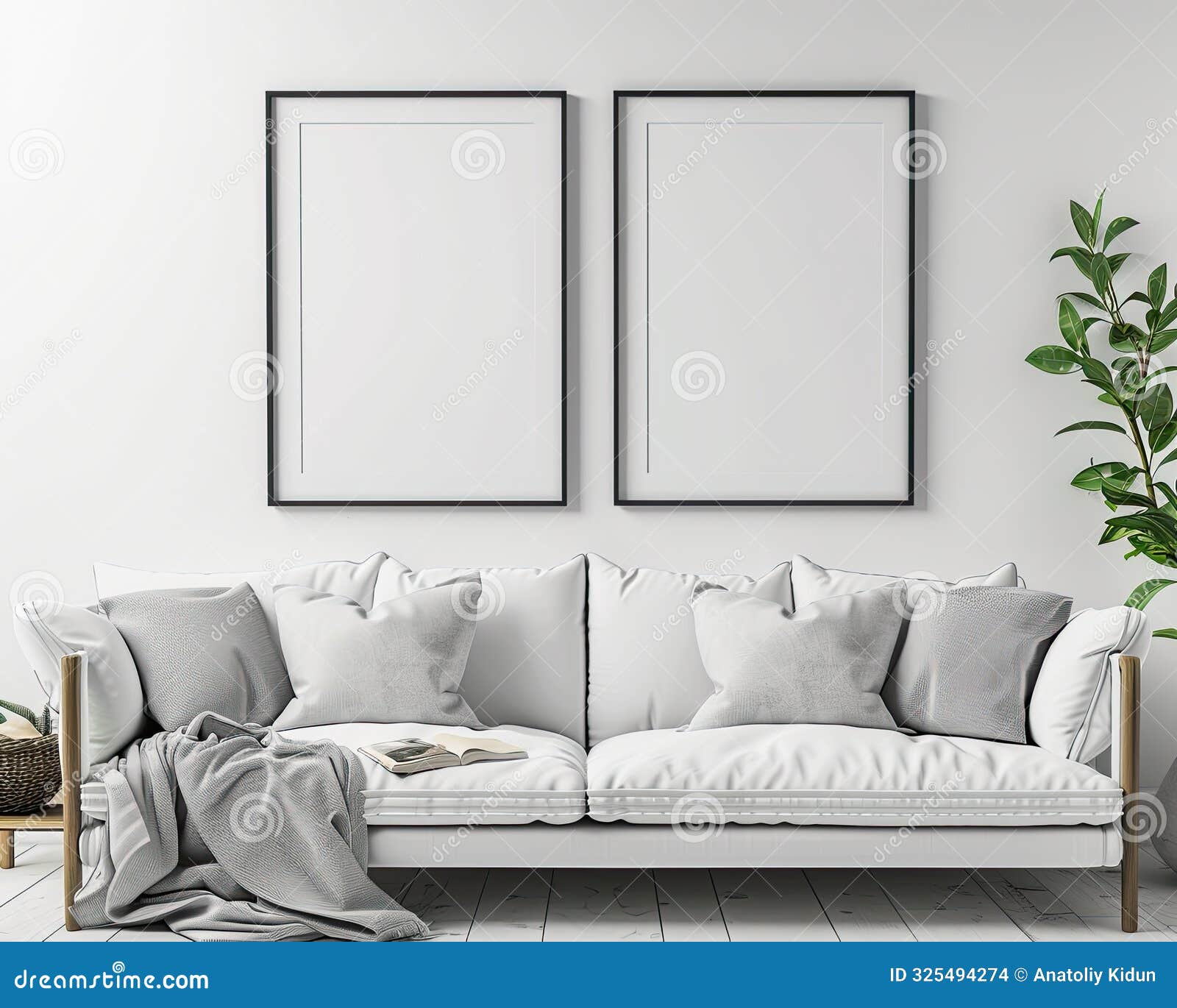 2 Simple Modern Picture Frames Side by Side in the Same Size on a White ...