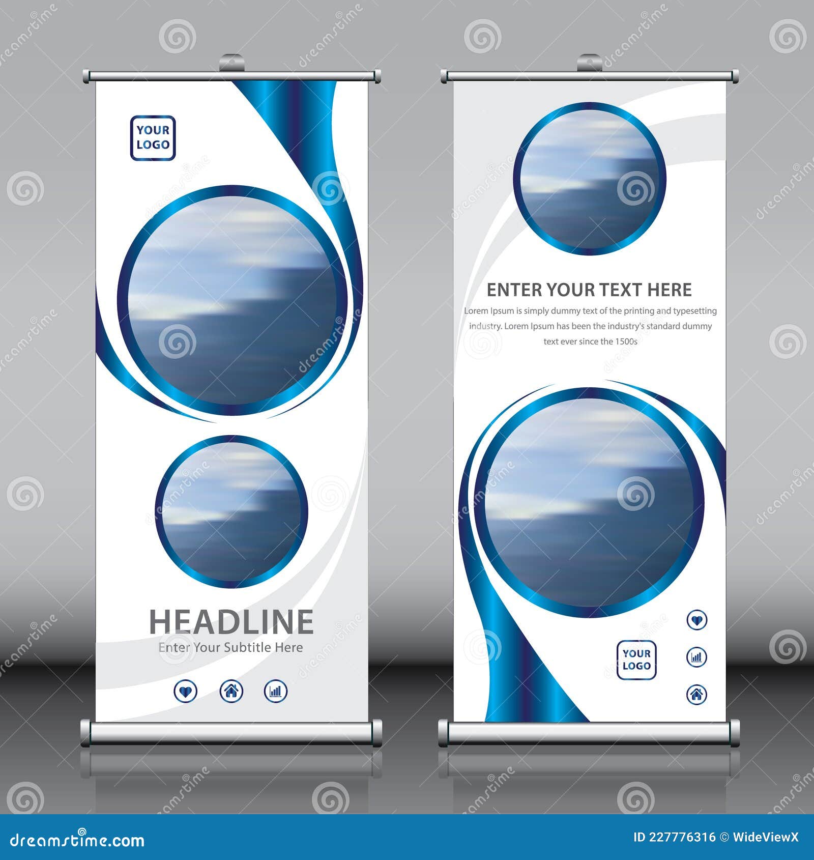 Simple Modern Roll Up Design Vector Template with 2 Images Stock Vector ...