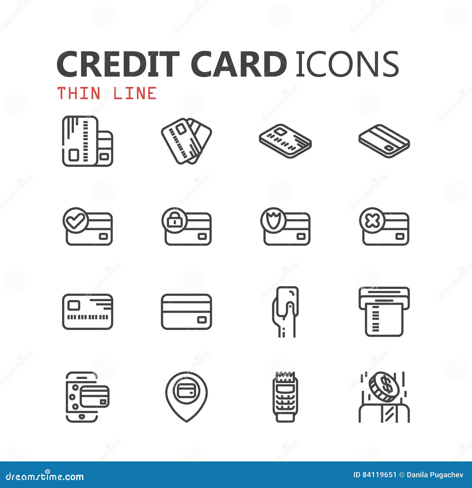 Simple Modern Set of Credit Card Icons. Stock Vector - Illustration of ...