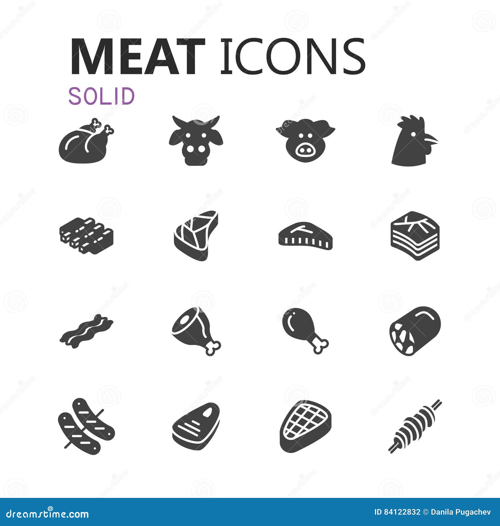 Simple Modern Set of Meat Icons. Stock Vector - Illustration of ...