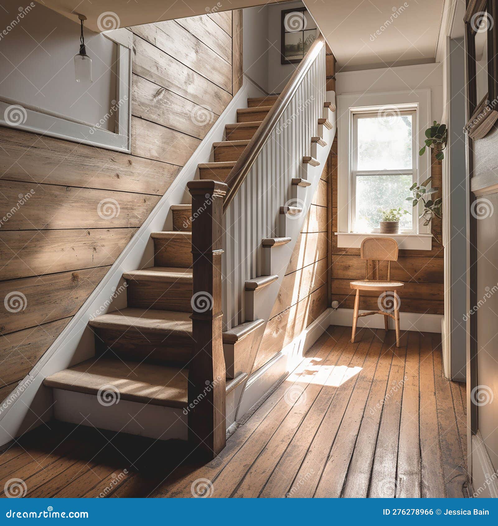 Cottage Home Staircase. AI Generated Stock Illustration - Illustration ...