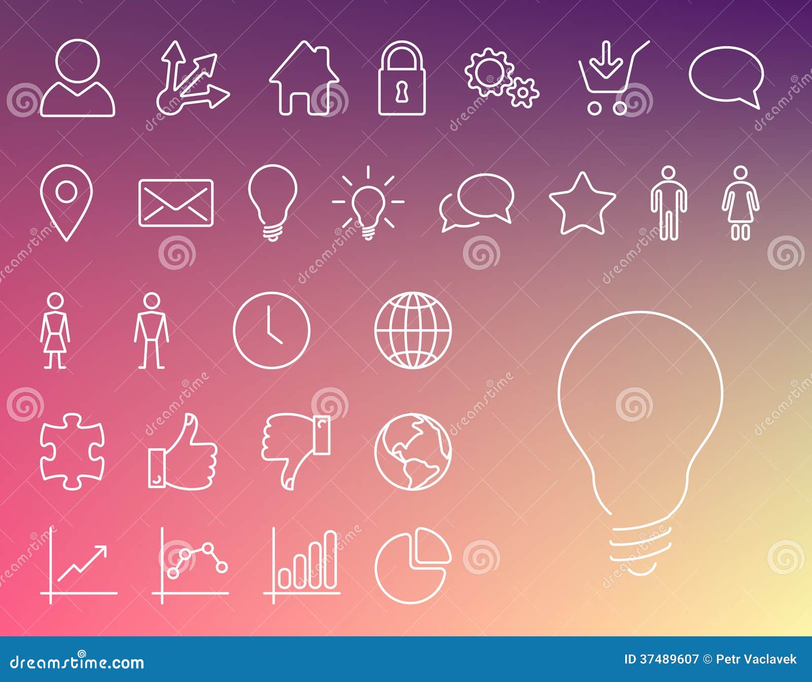 Simple Modern Thin Icon Collection Stock Vector - Illustration of ...