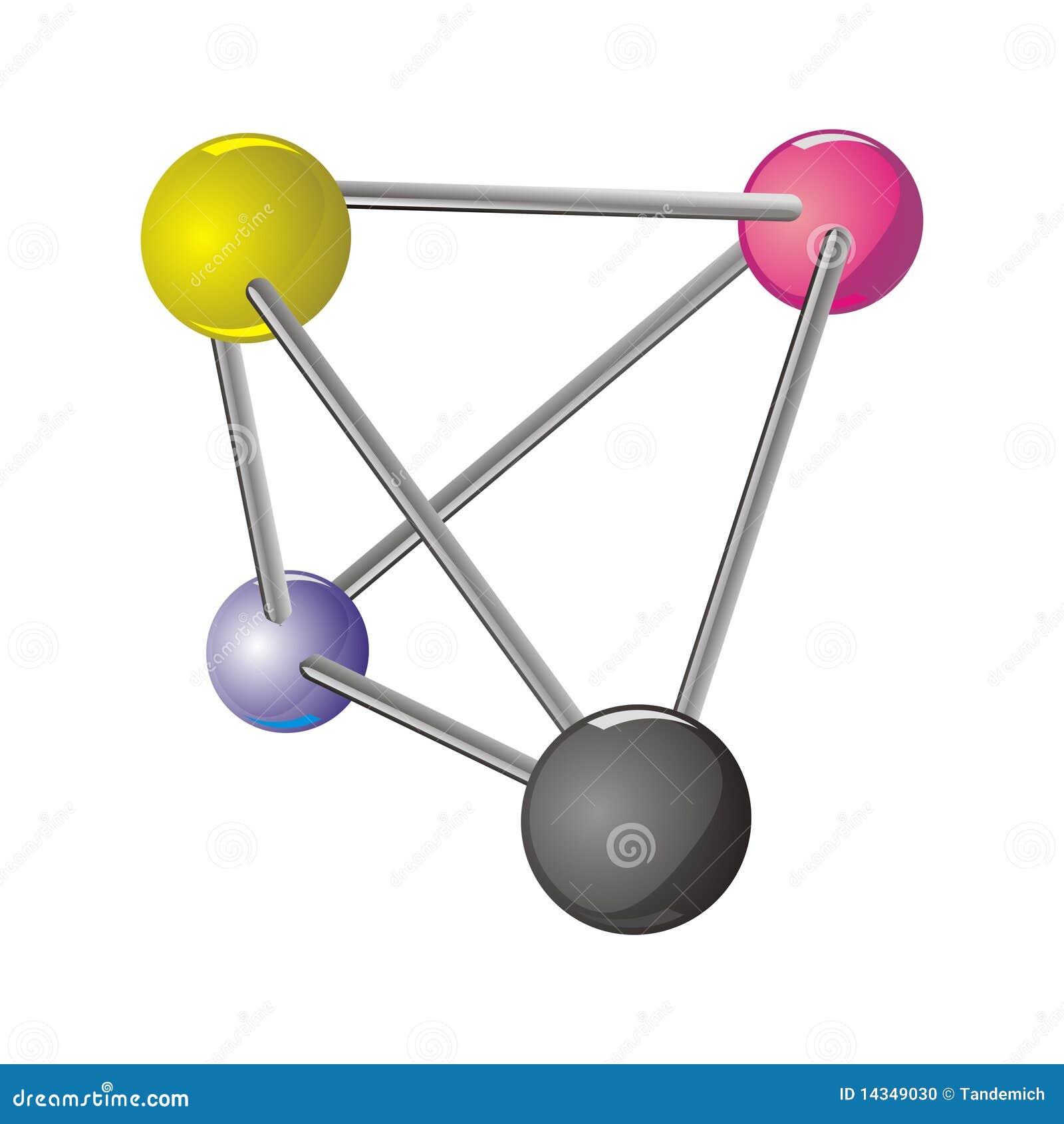 Simple Molecule with CMYK Coloured Atoms Stock Illustration ...