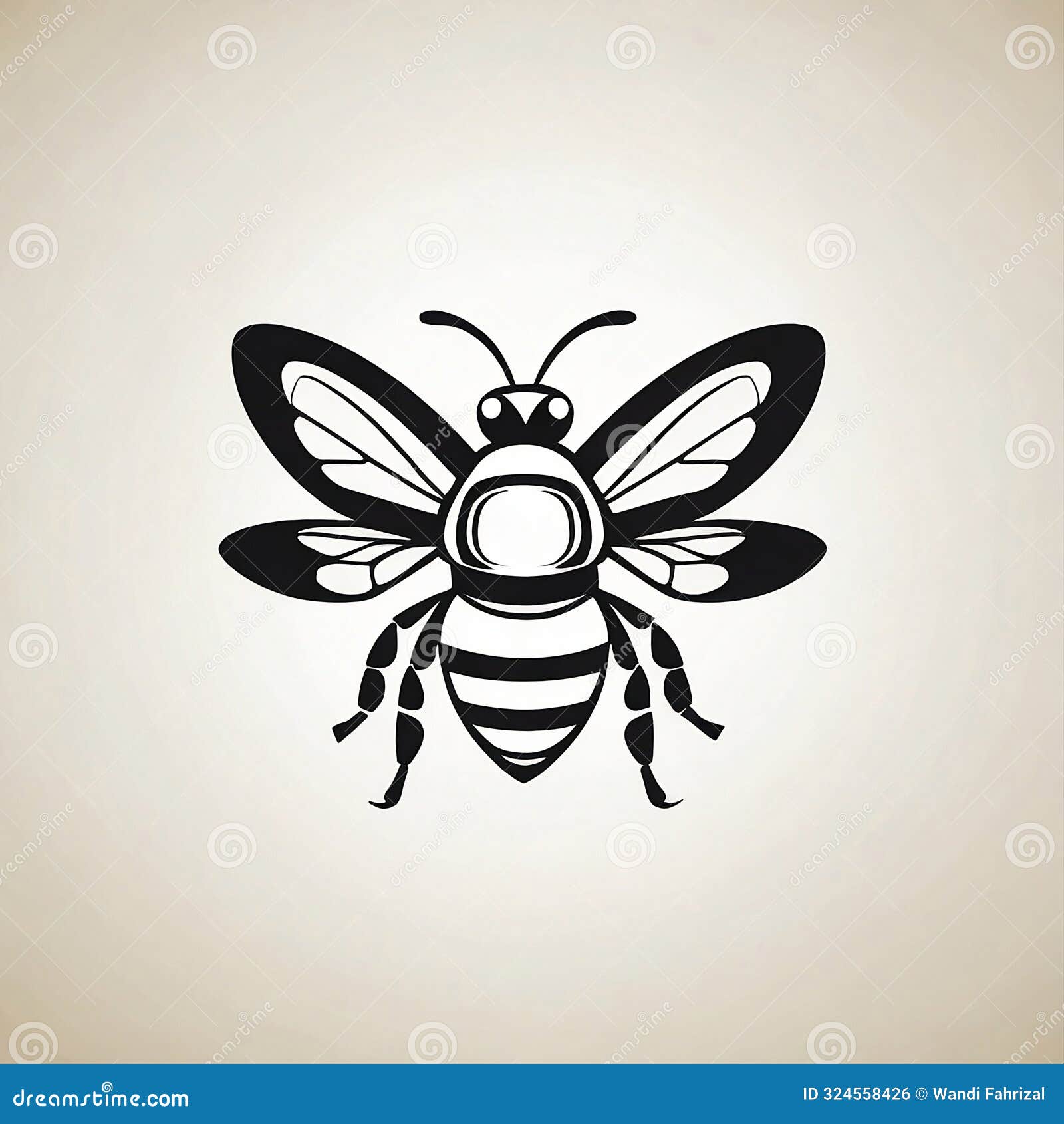 Simple Monochrome Bee Head Drawing Stock Illustration - Illustration of ...