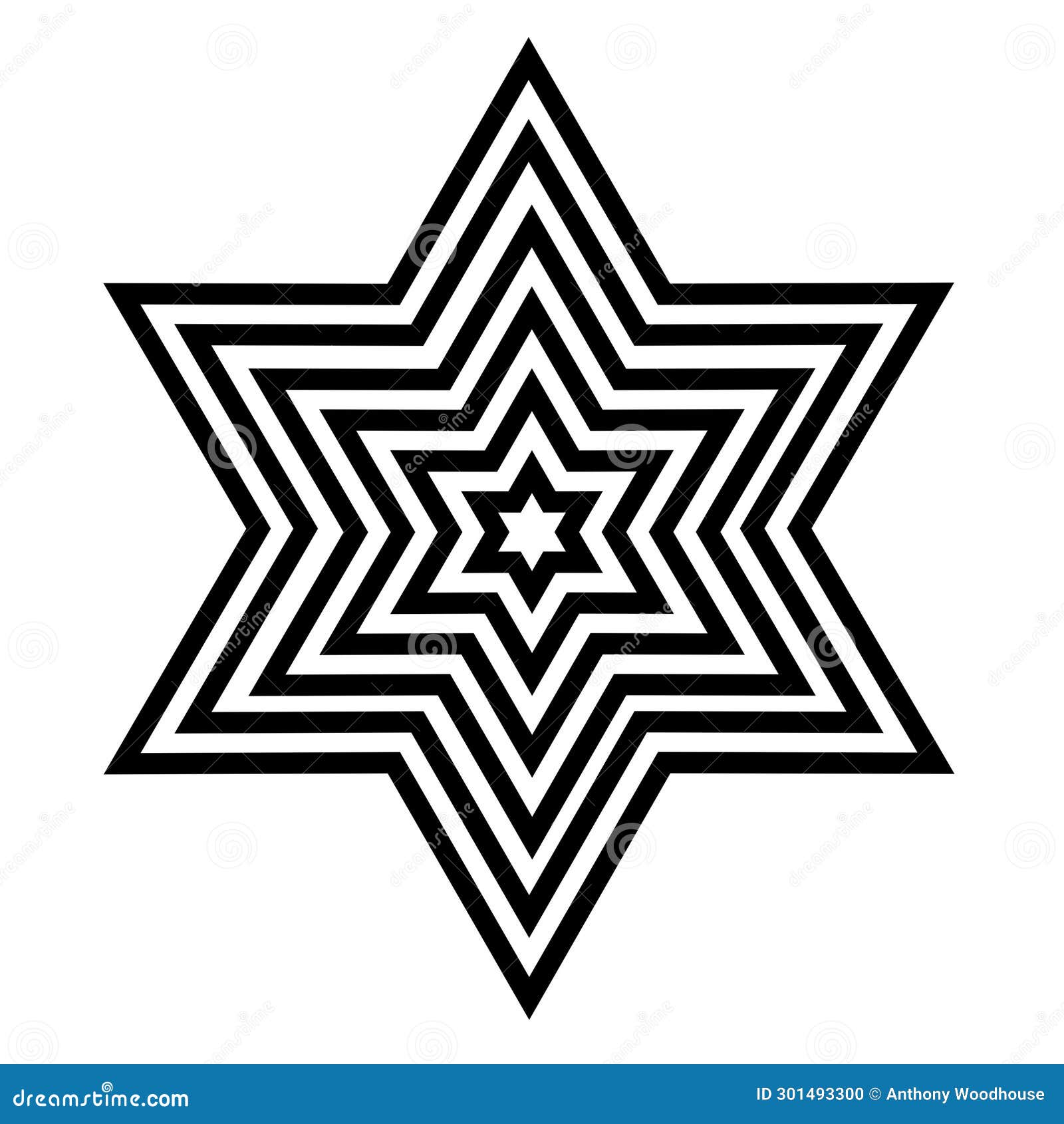 Simple Monochrome Vector Graphic of a Repeating Six Pointed Star on a ...