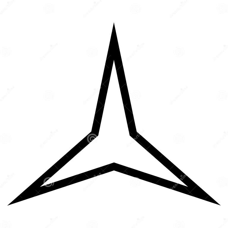 Simple Monochrome Vector Graphic of a Three Pointed Star on a White ...