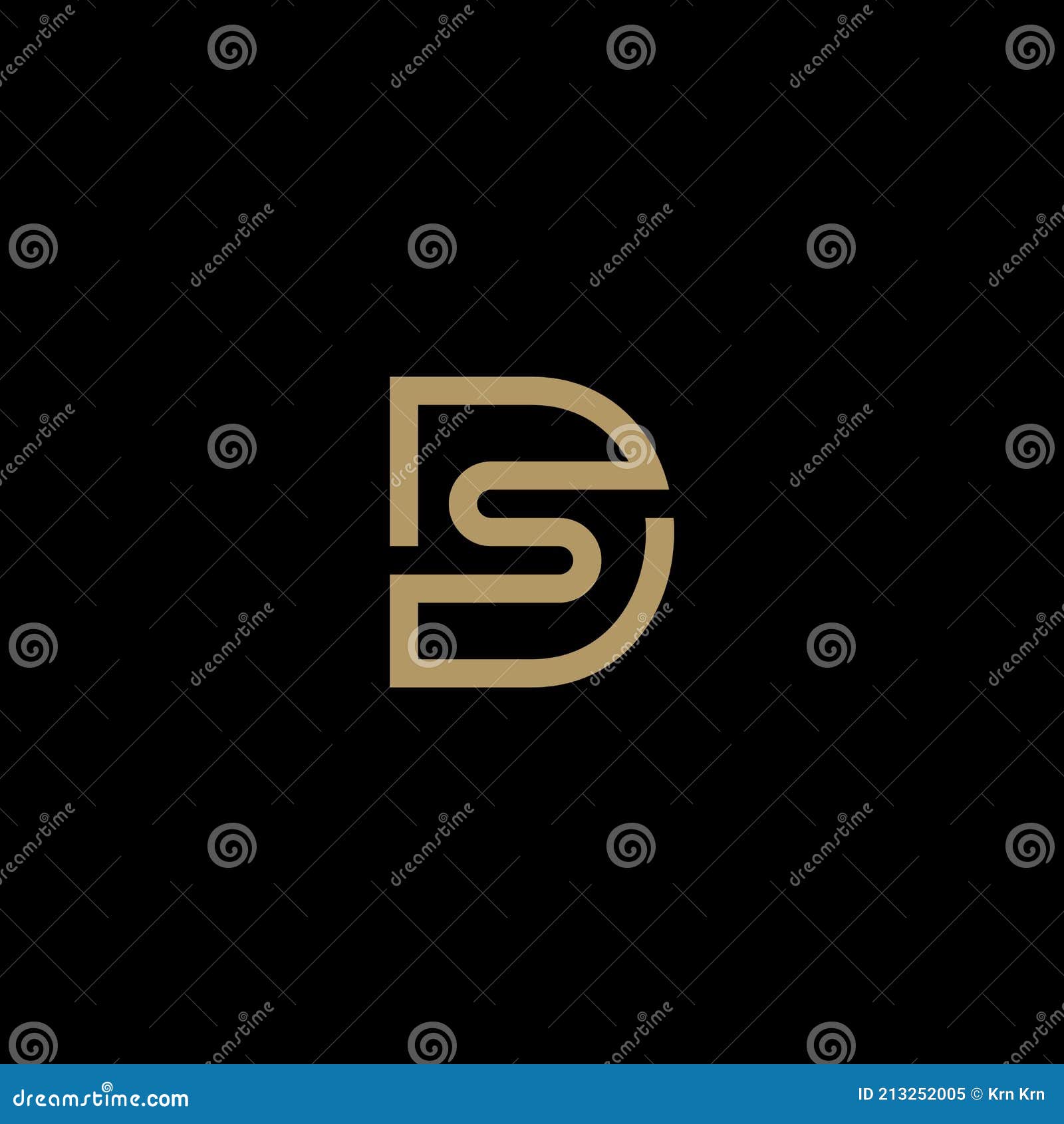 Simple Monogram Letter SD. Artistic Minimal Black and Golden Color ...