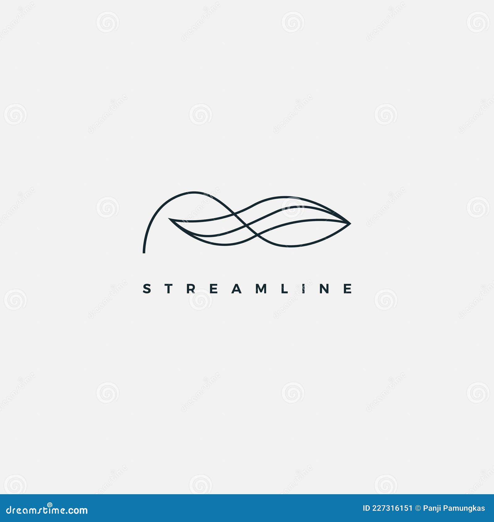 Simple Monogram Line Wave Logo Design Template Stock Illustration ...