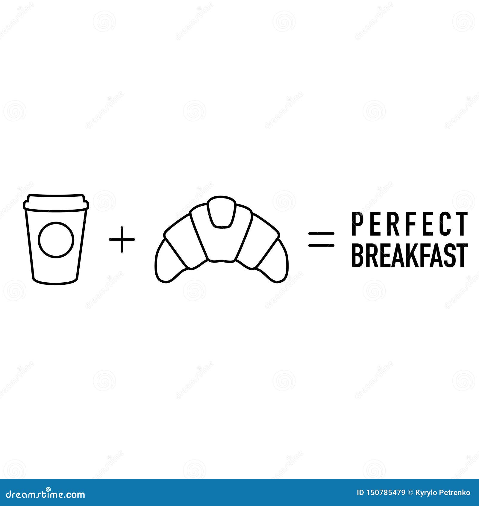 Simple Morning Math Coffee Plus Croissant Equal Stock Vector ...