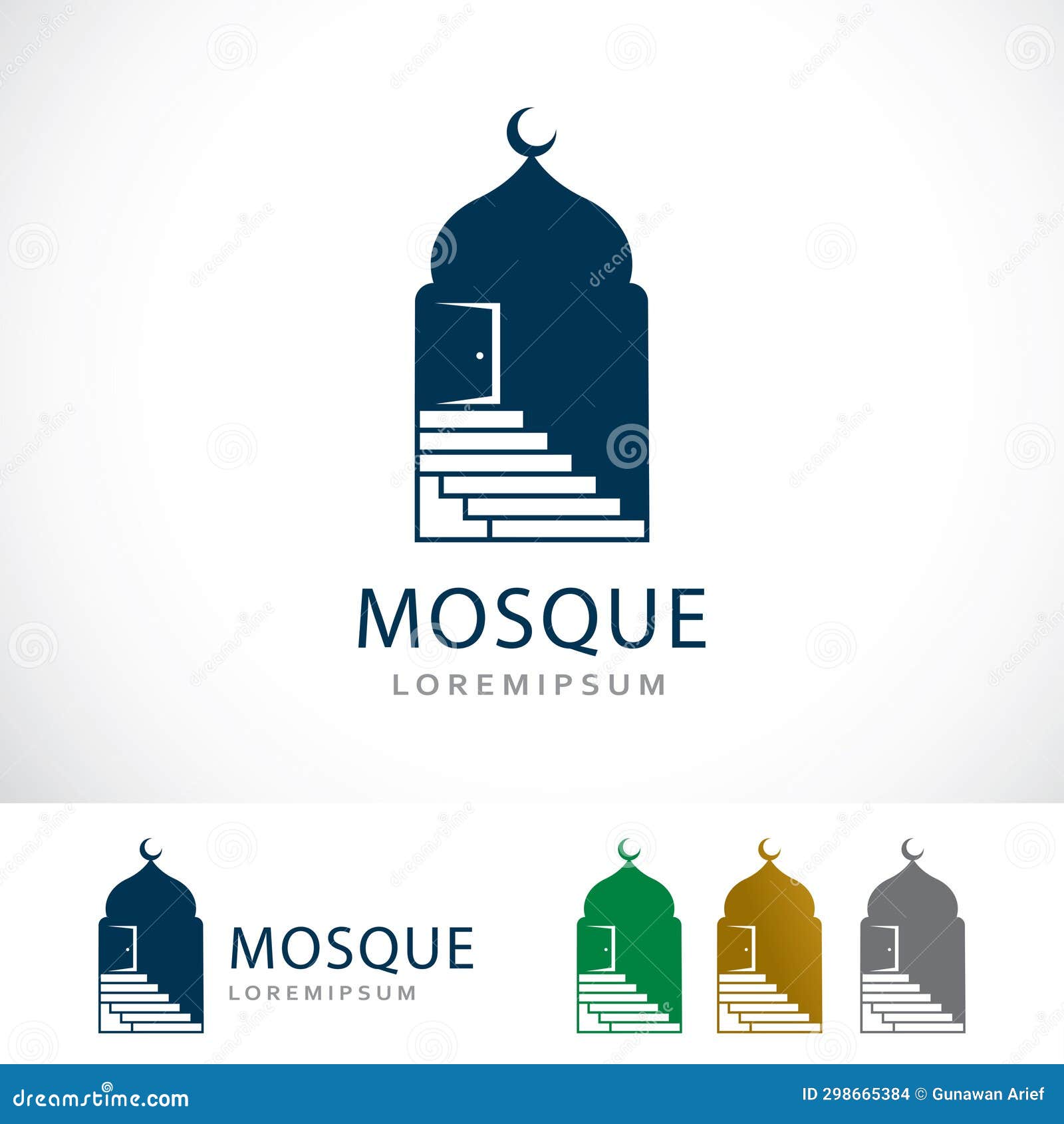Simple Mosque Logo Design Template Stock Illustration - Illustration of ...