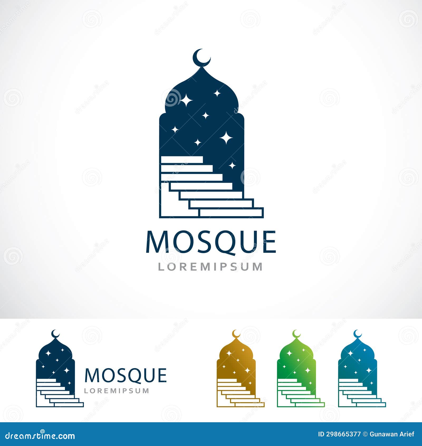 Simple Mosque Logo Design Template Stock Illustration - Illustration of ...