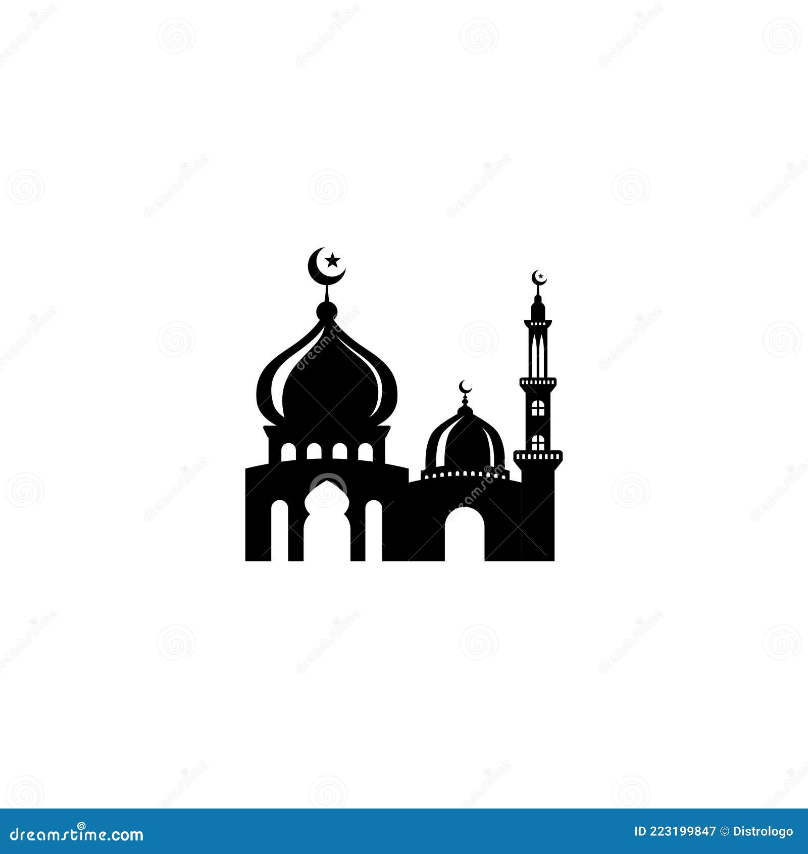 Simple Mosque Silhouette Vector Illustration. Islamic Architecture ...