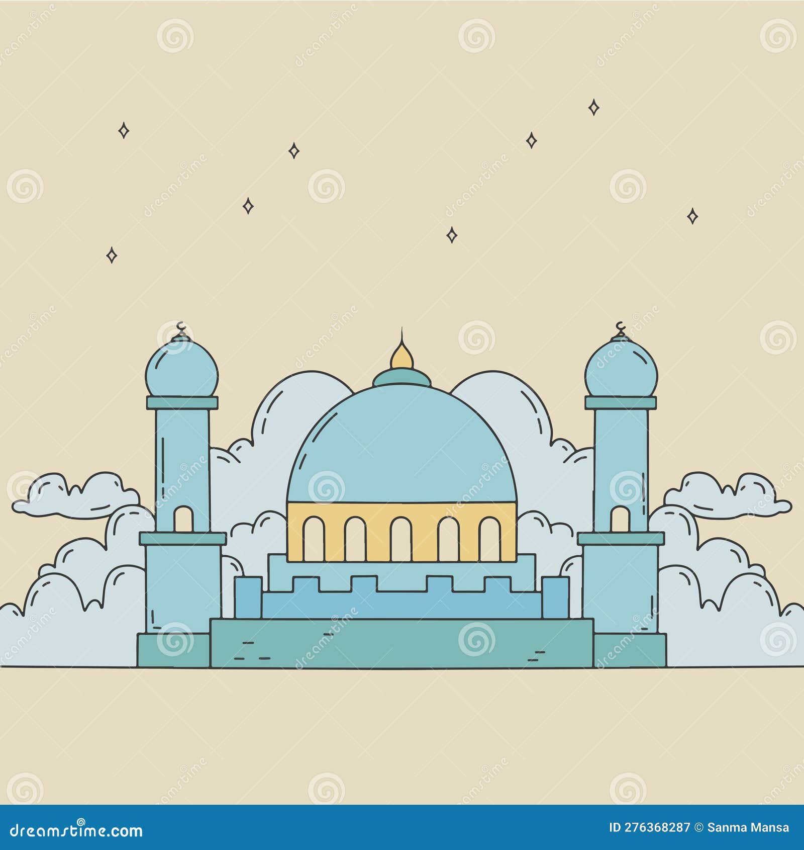 Simple Mosque Vector. Flat Illustration Stock Vector - Illustration of ...