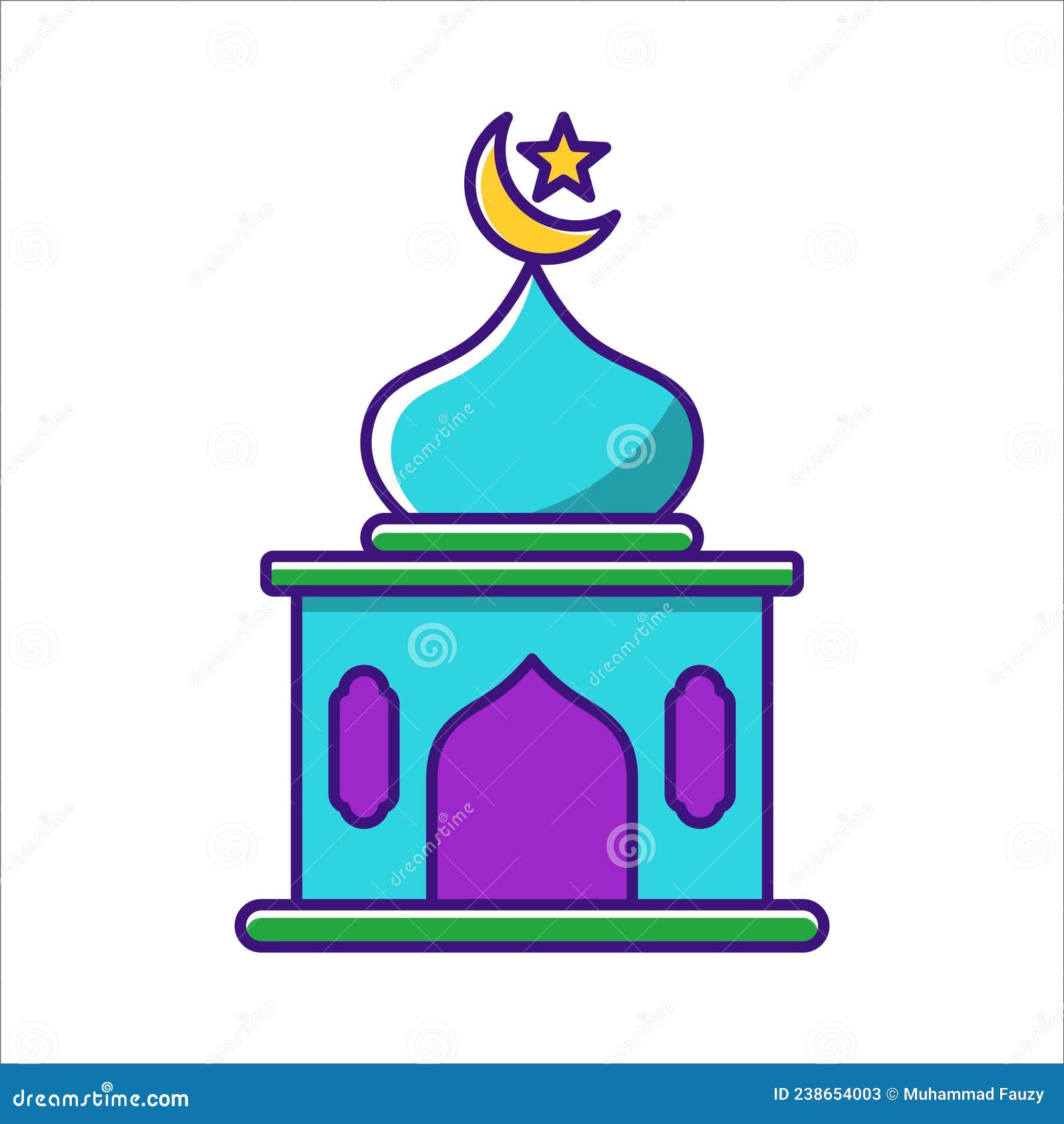 Simple Mosque Vector Illustration Isolated on White Background Stock ...