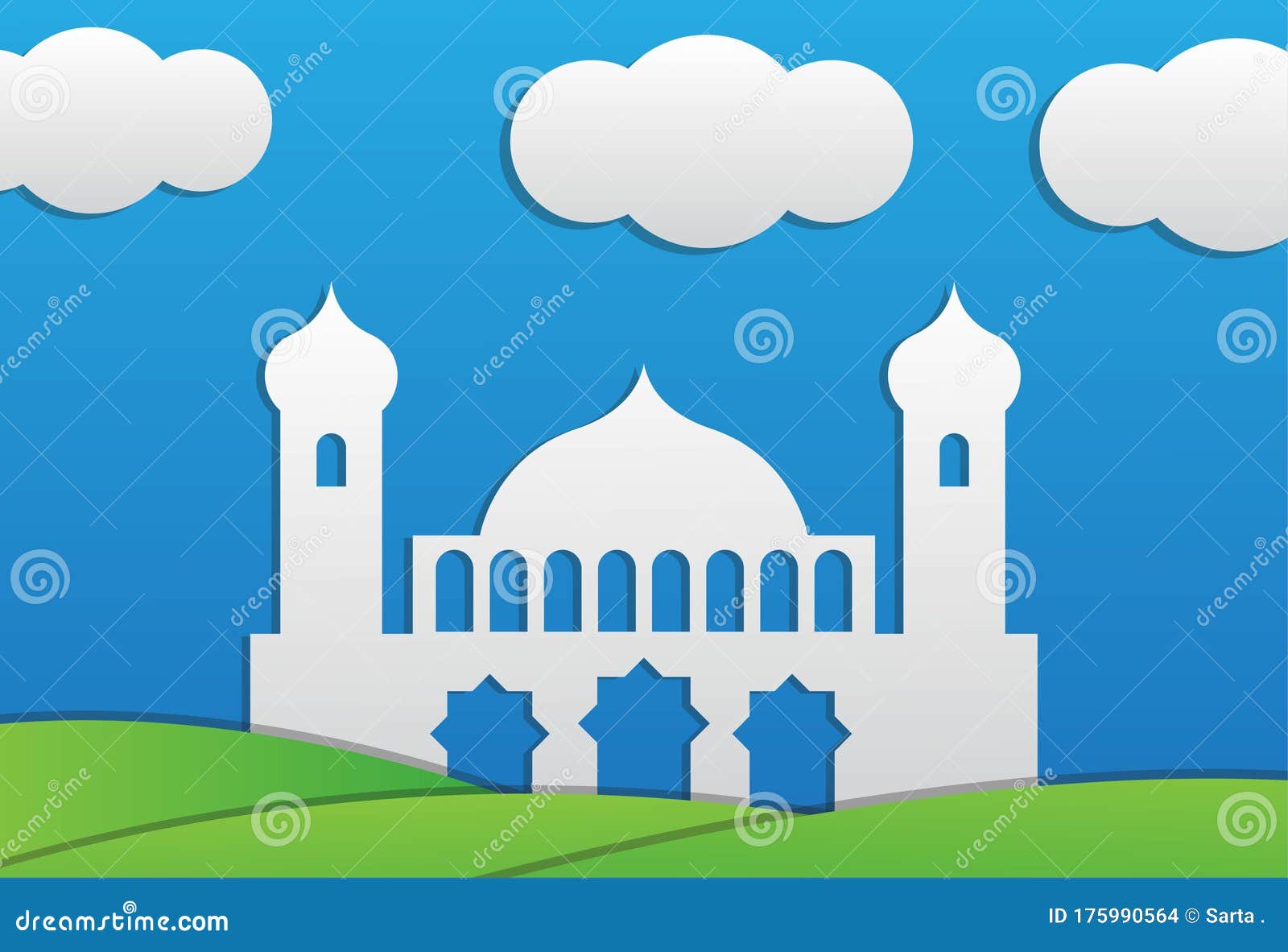 Simple Mosque Vector with Paper Cut Style Stock Illustration ...