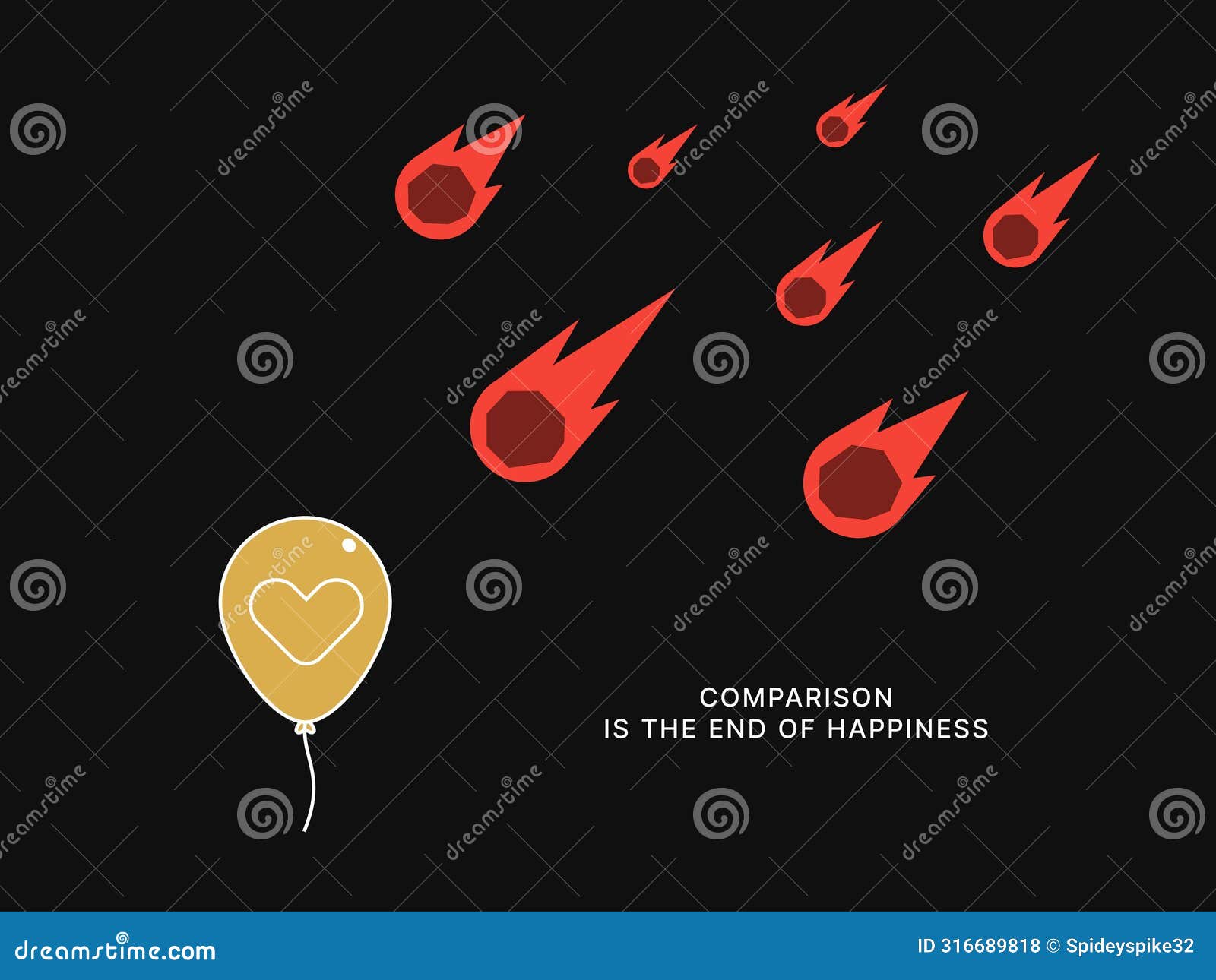 Simple Motivation Graphic on Dark Background. a Balloon and the Meteor ...