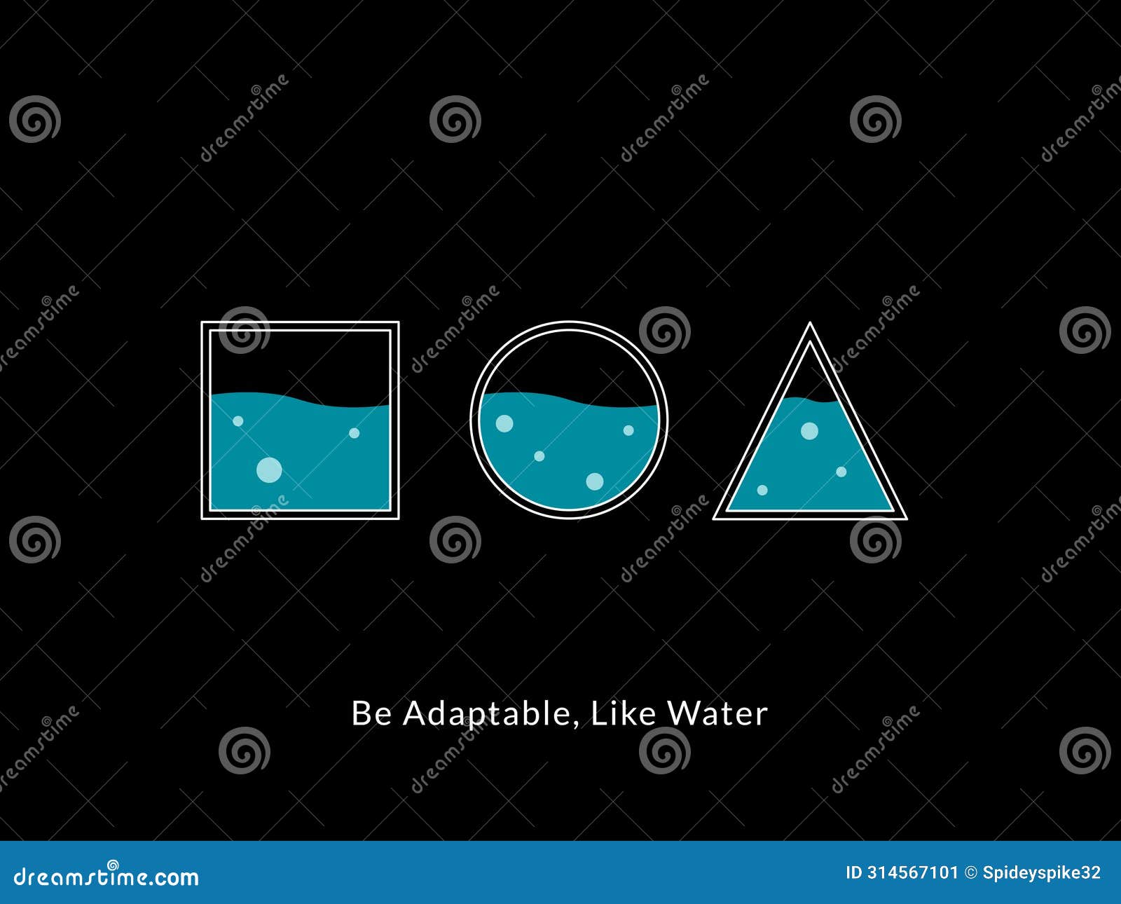 Simple Motivation Graphic on Dark Background. Be Adaptable Like Water ...