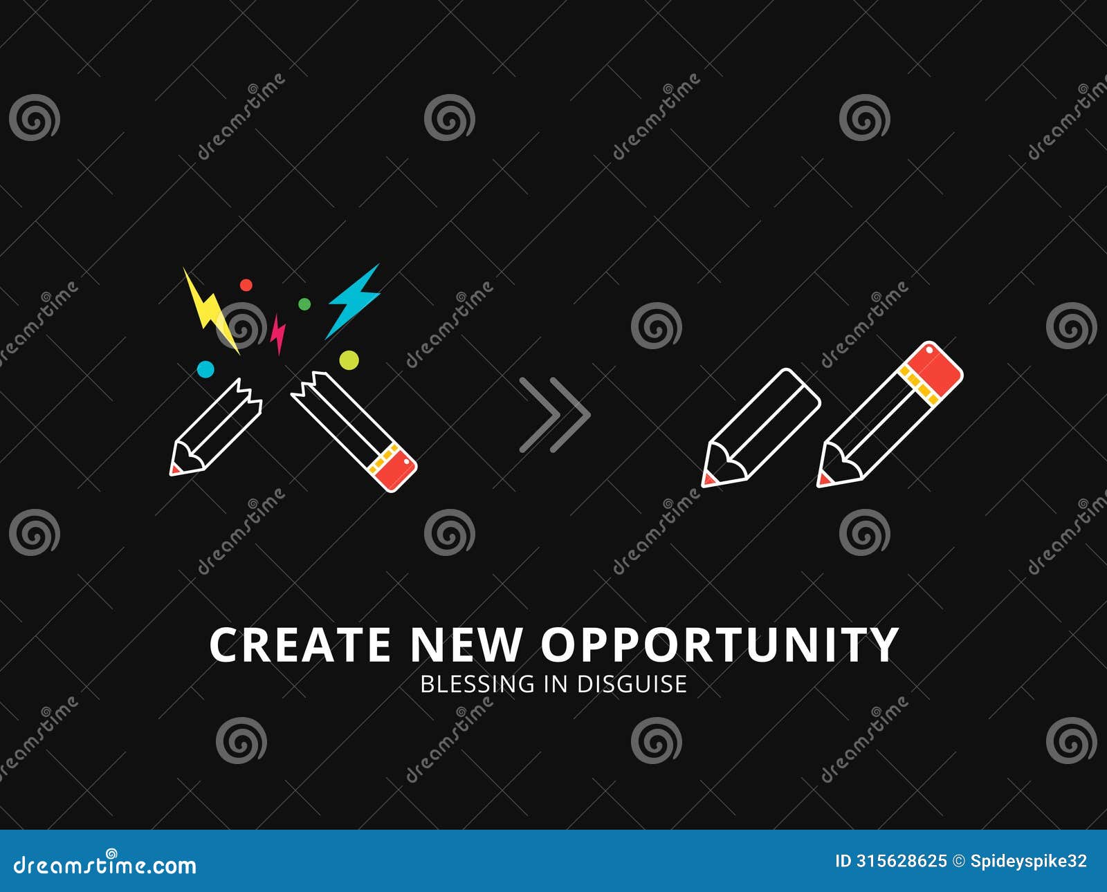 Simple Motivation Graphic on a Dark Background. the Broken Pencil Stock ...