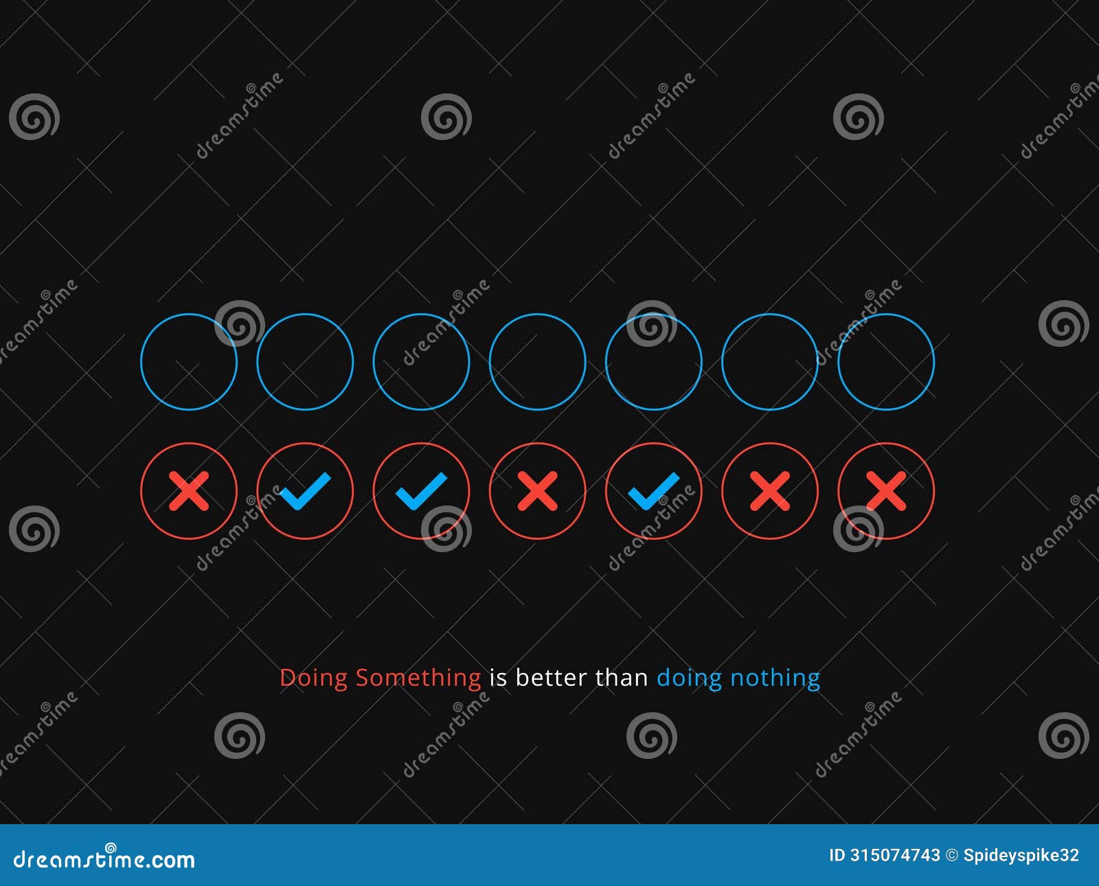 Simple Motivation Graphic on Dark Background. Doing Something is Better ...