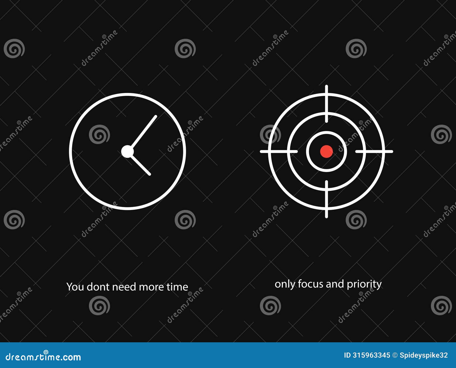 Simple Motivation Graphic on Dark Background. the Time and the Target ...