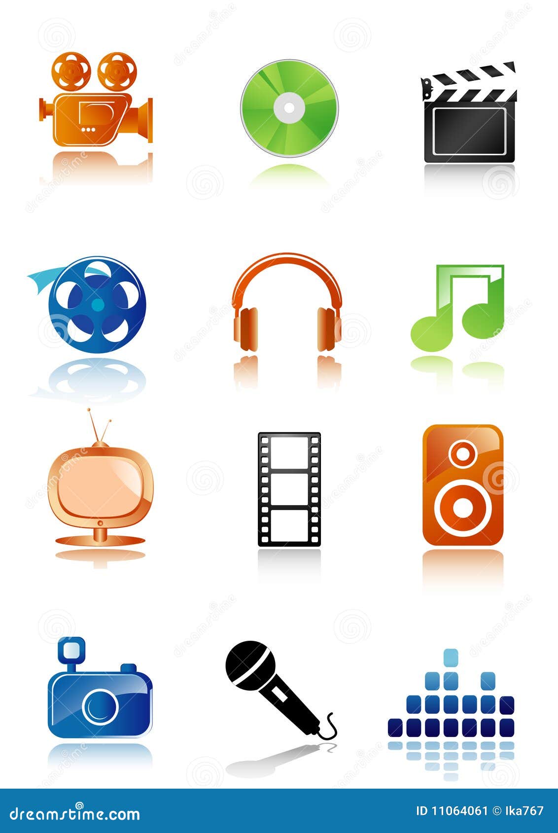 Simple multimedia icons stock vector. Illustration of television - 11064061