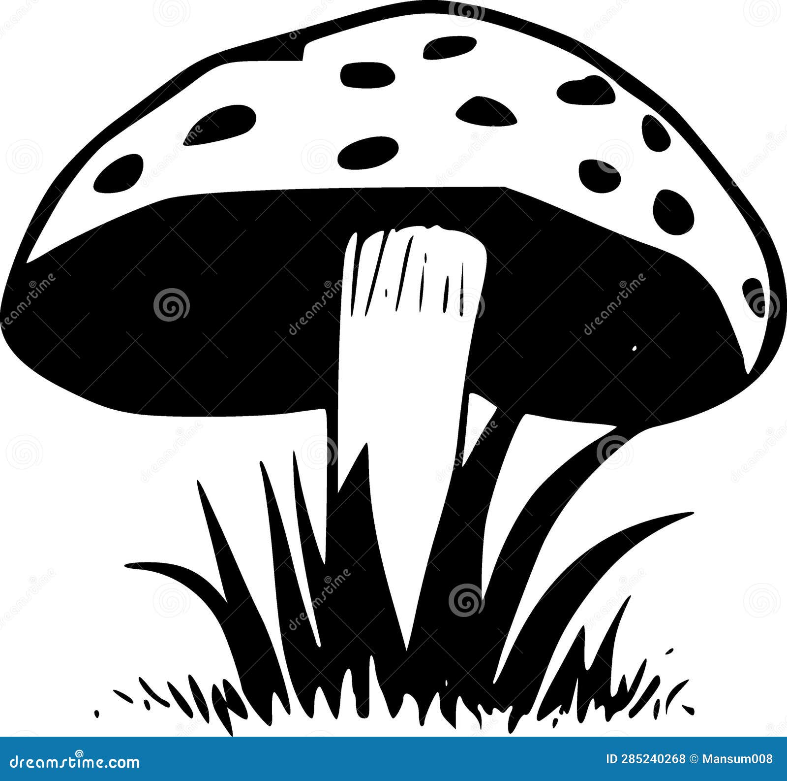 Simple Mushroom Flat Icon Black Stock Illustration - Illustration of ...