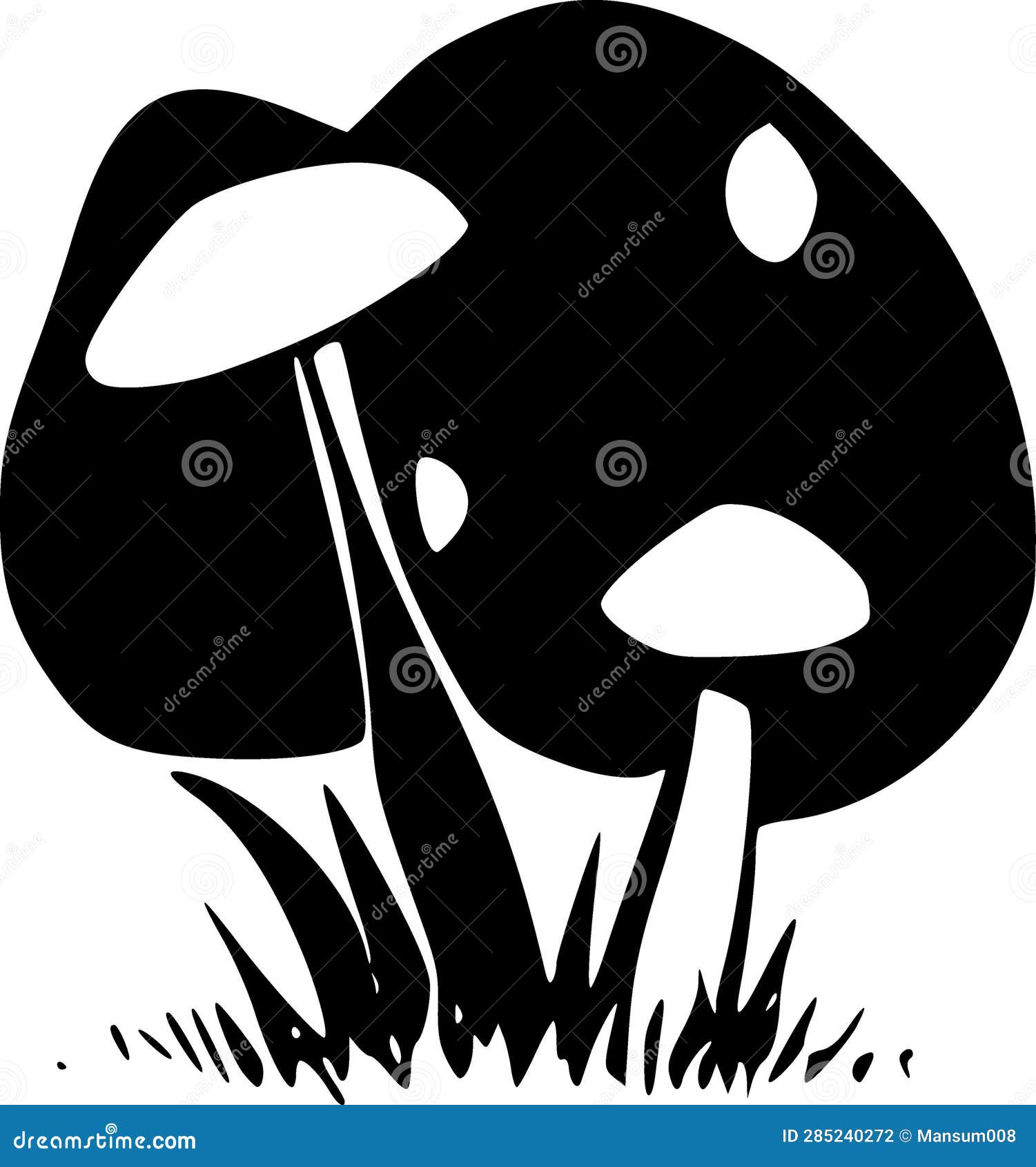 Simple Mushroom Flat Icon Black Stock Illustration - Illustration of ...