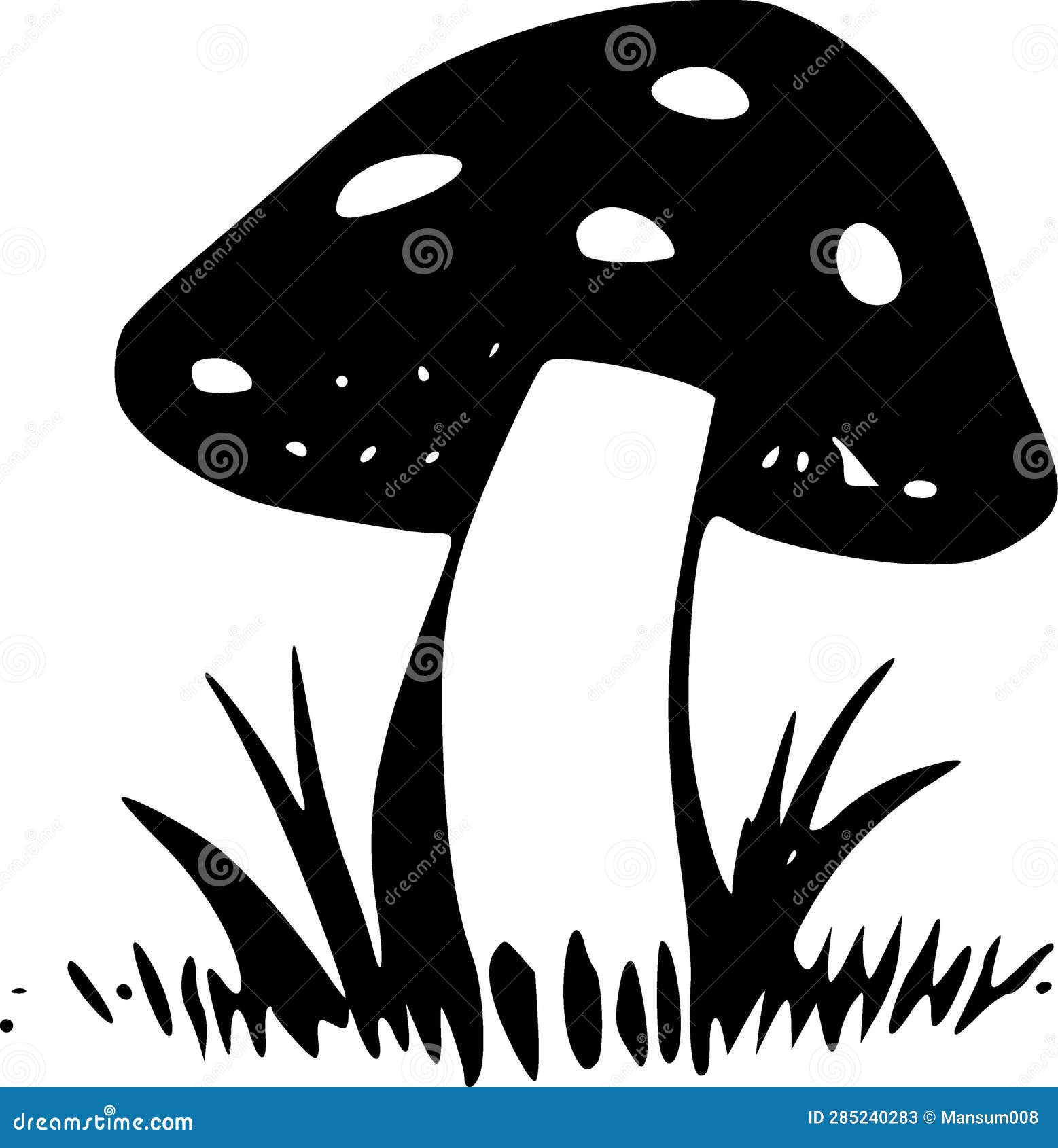 Simple Mushroom Flat Icon Black Stock Illustration - Illustration of ...