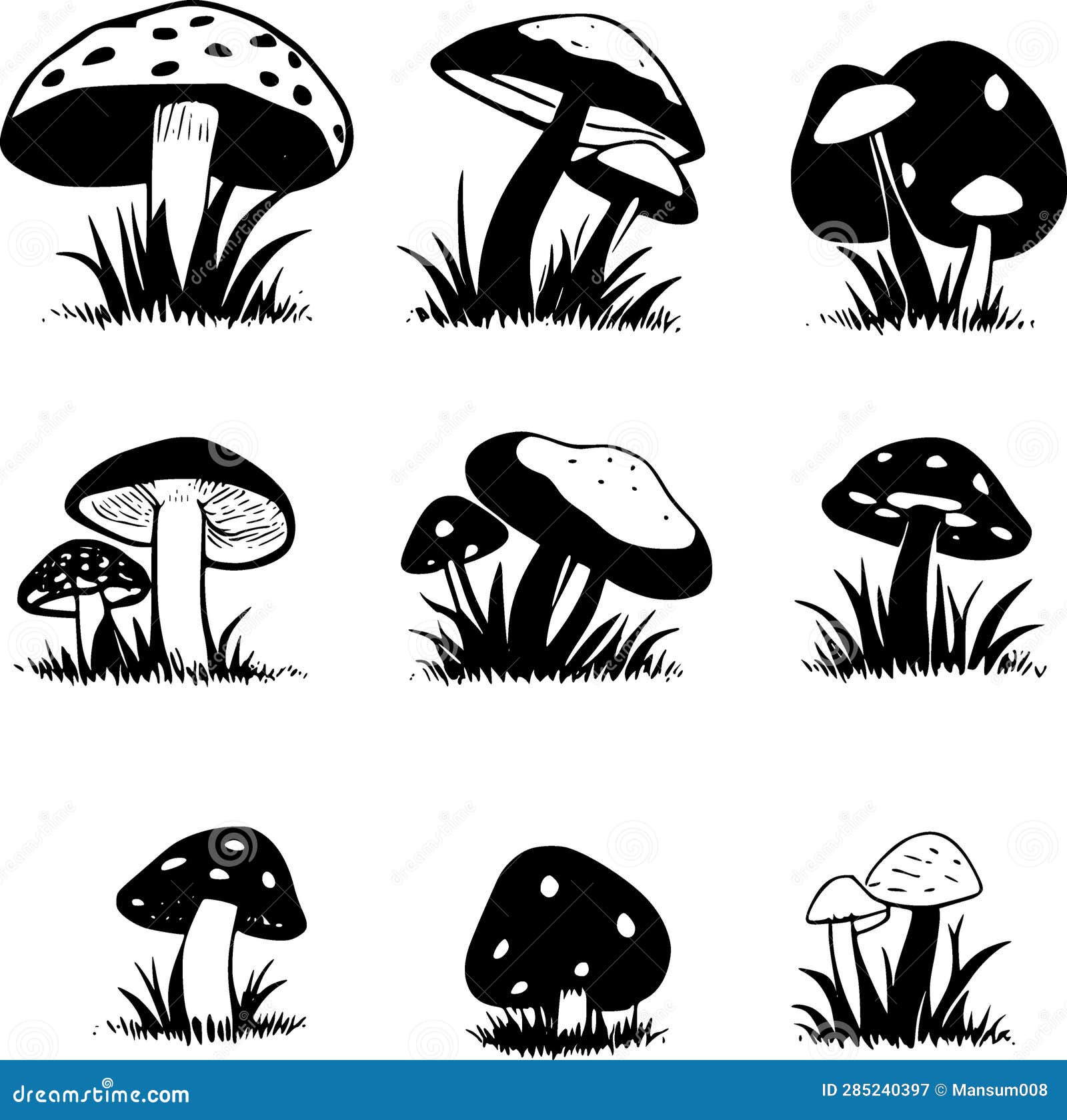 Simple Mushroom Flat Icon Black Stock Illustration - Illustration of ...