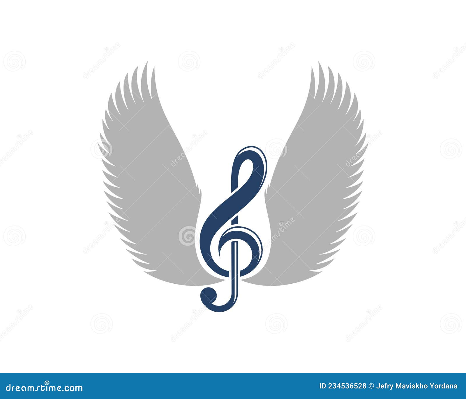 Simple Music Note with Double Wings Stock Illustration - Illustration ...