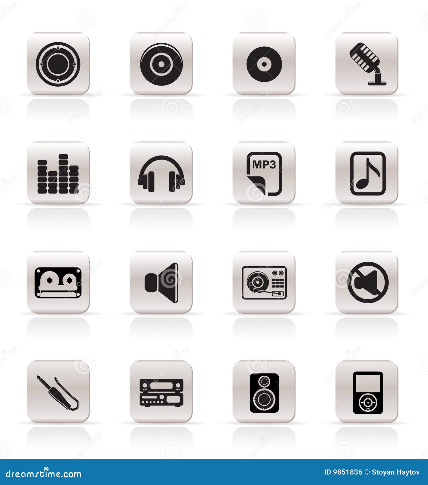 Simple Music and Sound Icons Stock Vector - Illustration of computer ...
