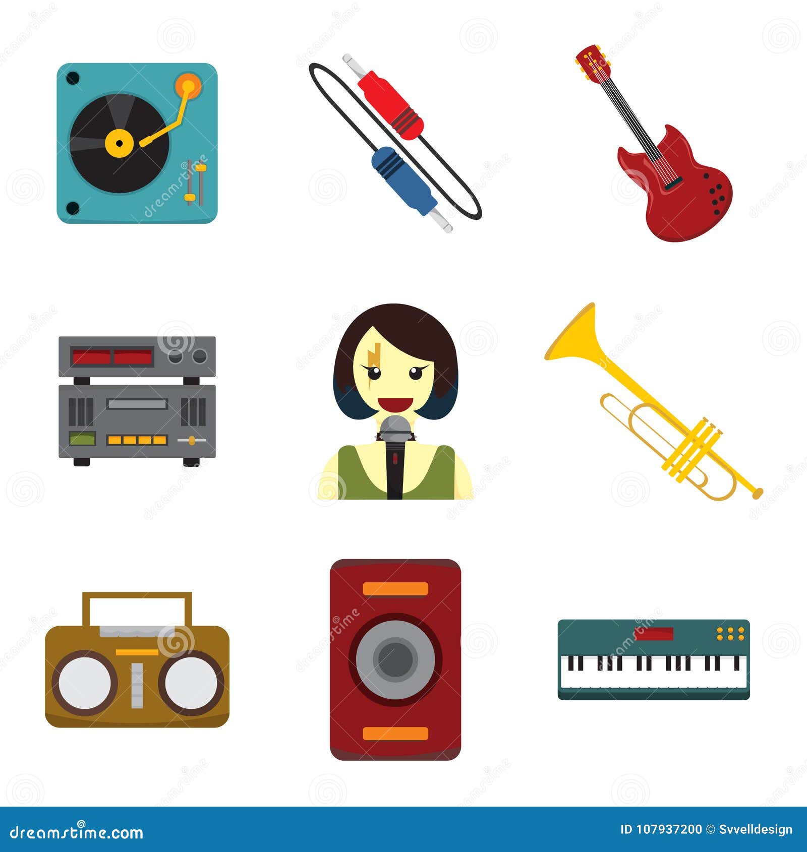 Simple Musical Related Vector Illustration Graphic Set Stock Vector ...