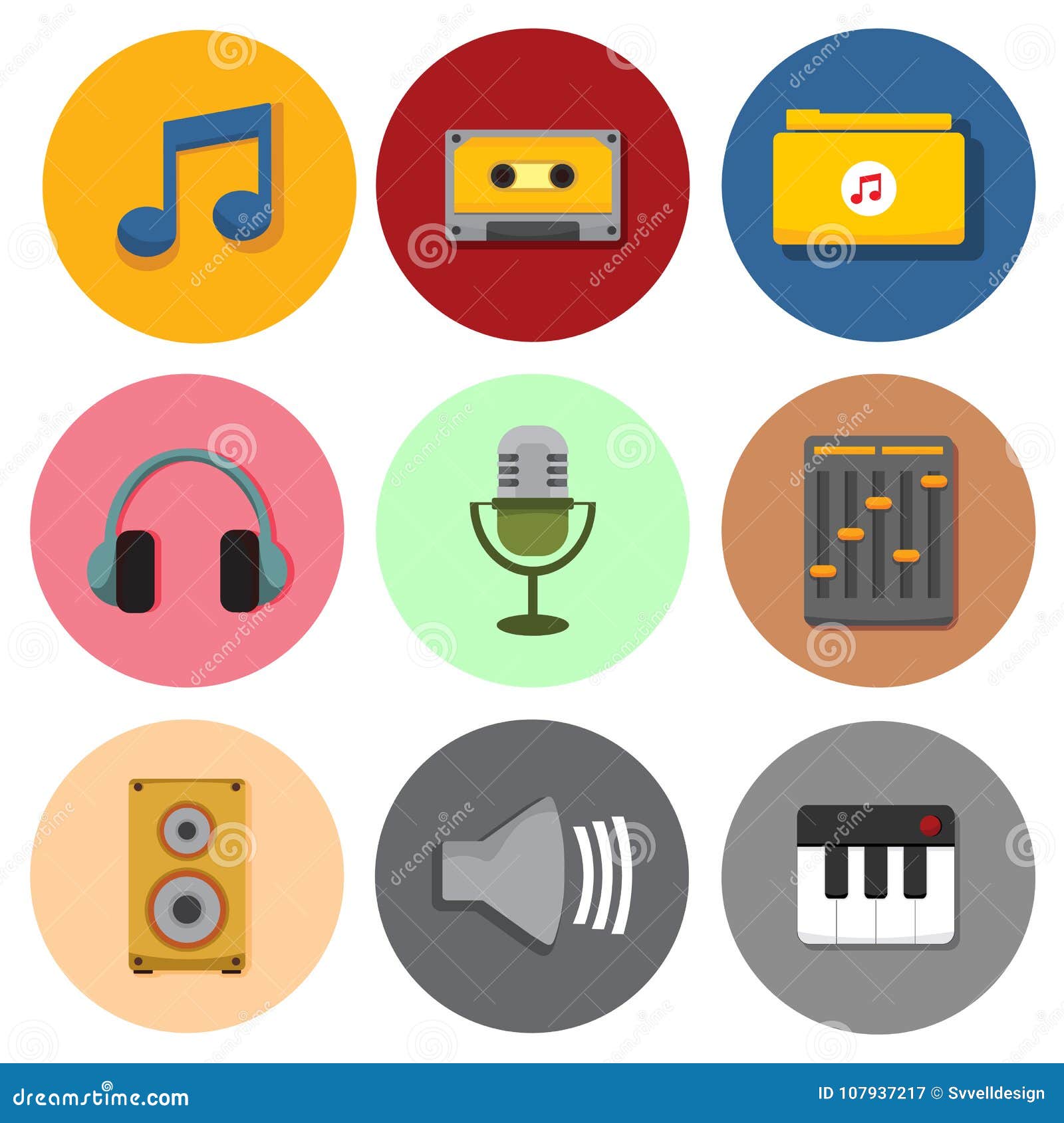 Simple Musical Symbol Icons Vector Illustration Graphic Set Stock ...