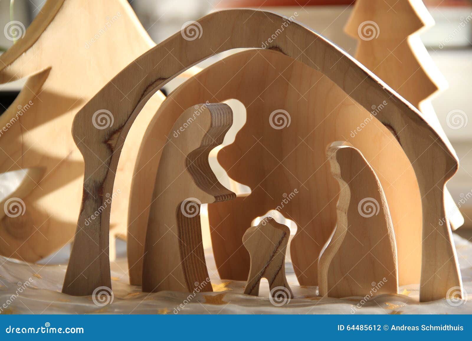 Simple Nativity Scene With Shadow Figures Depicting The Birth Of Jesus ...
