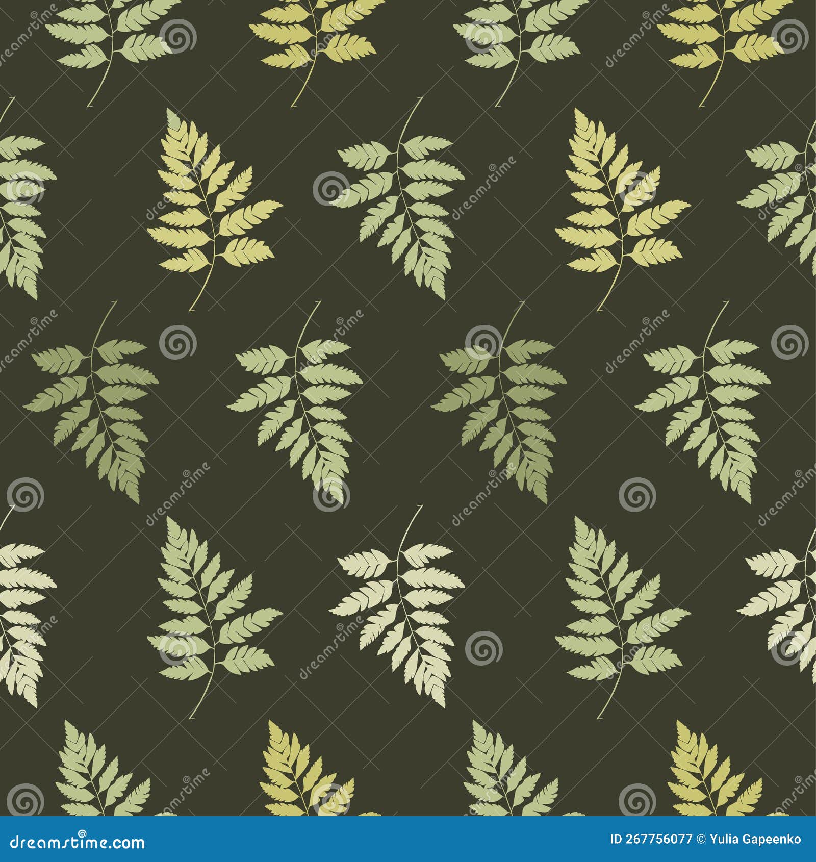 Simple Natural Fern Seamless Pattern. Vector Illustration Stock Vector ...