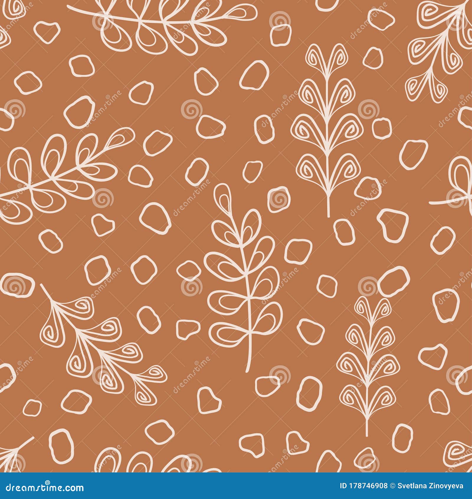 Simple Natural White Pattern on a Brown Background. Seamless Pattern ...