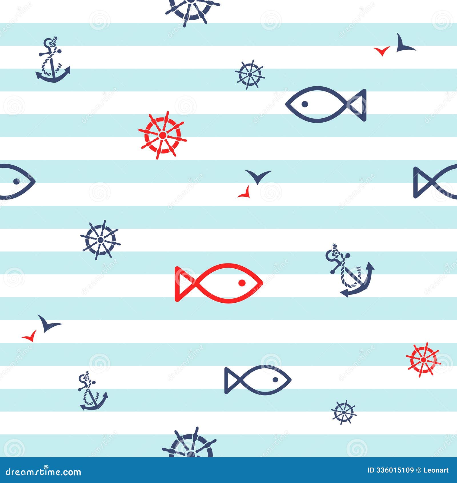 Simple Nautical Marine Seamless Pattern Stock Illustration ...