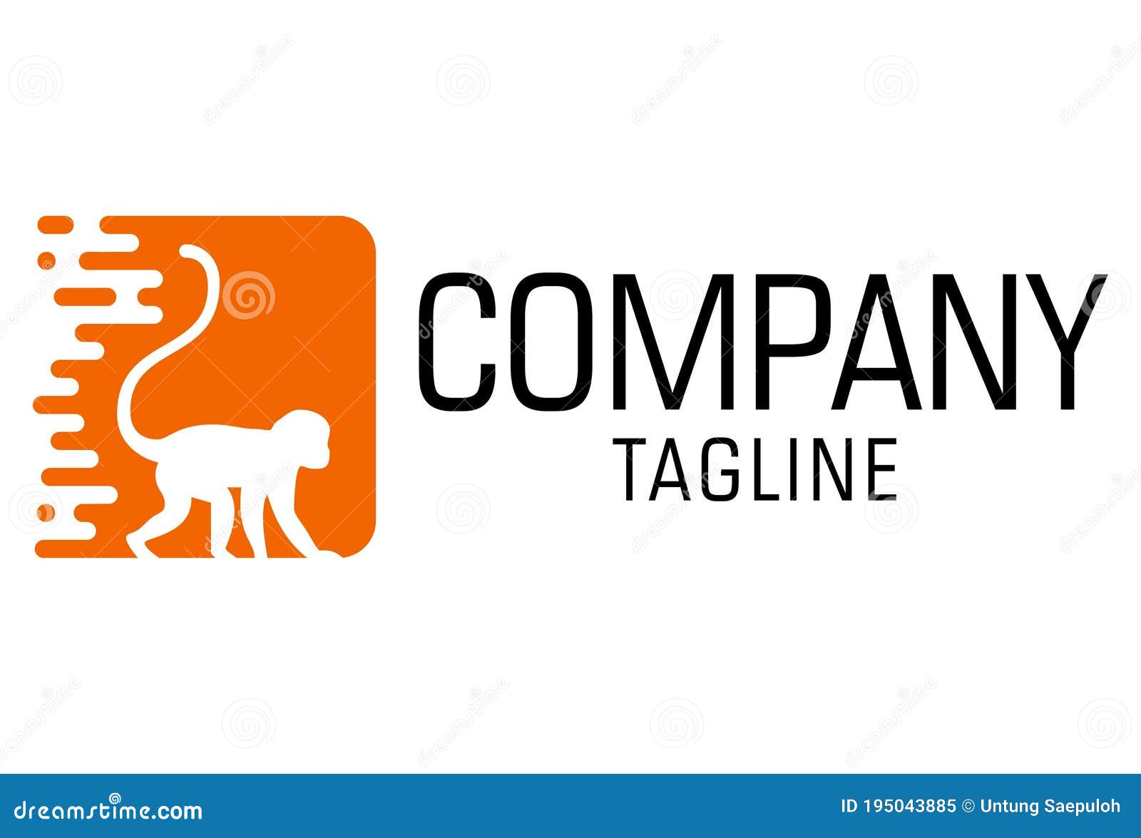 Simple Negative Space Orange Monkey Flat Logo Design Stock Vector ...