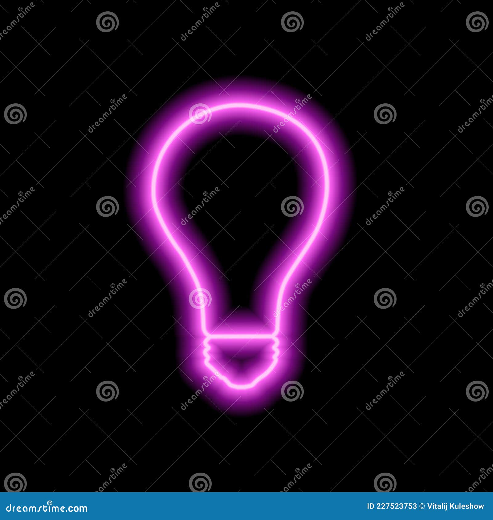Simple Neon Pink Light Bulb Outline on Black Background. Vector ...