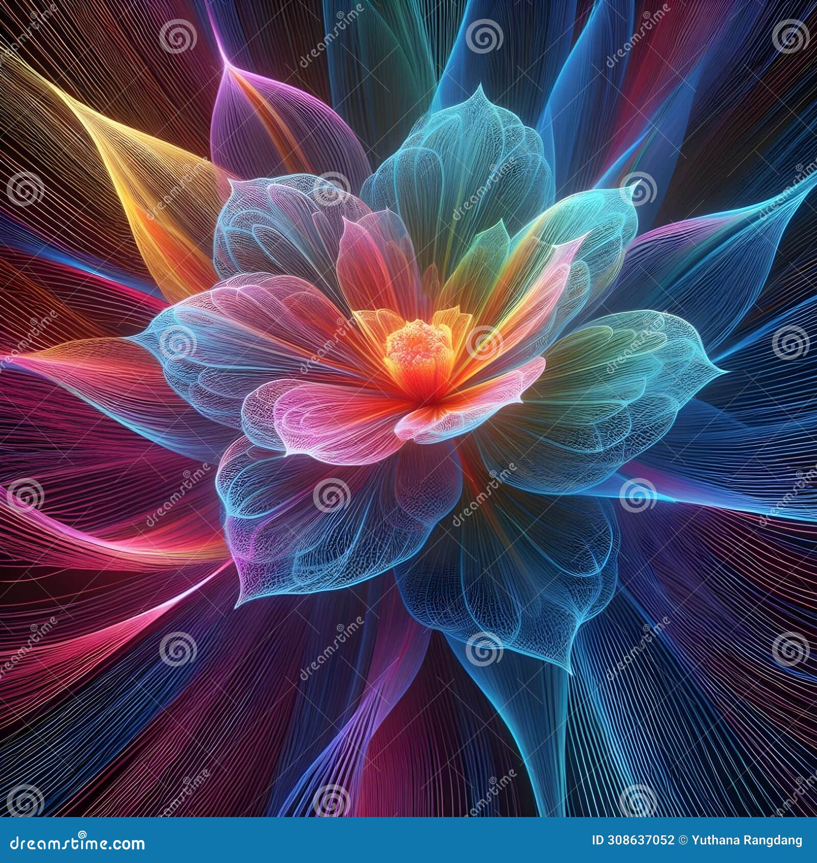 Simple Neon Rainbow Flower. Stock Illustration - Illustration of ...