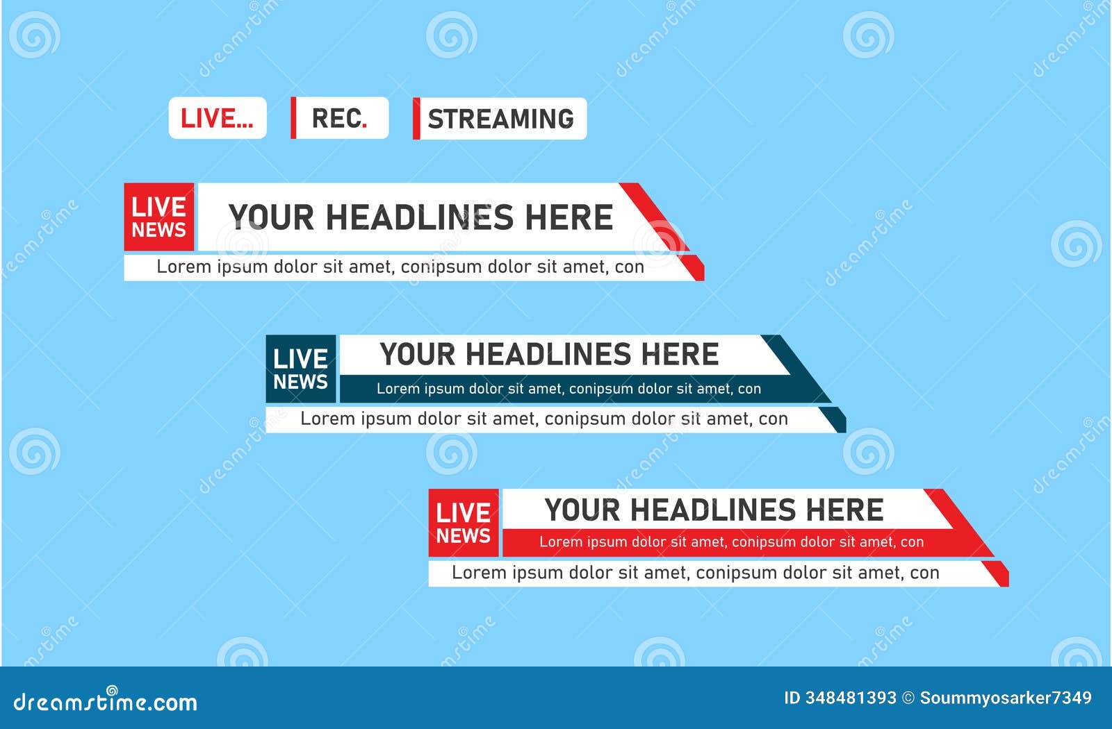 Simple News Lower Third Banner Set with Headline Stock Vector ...