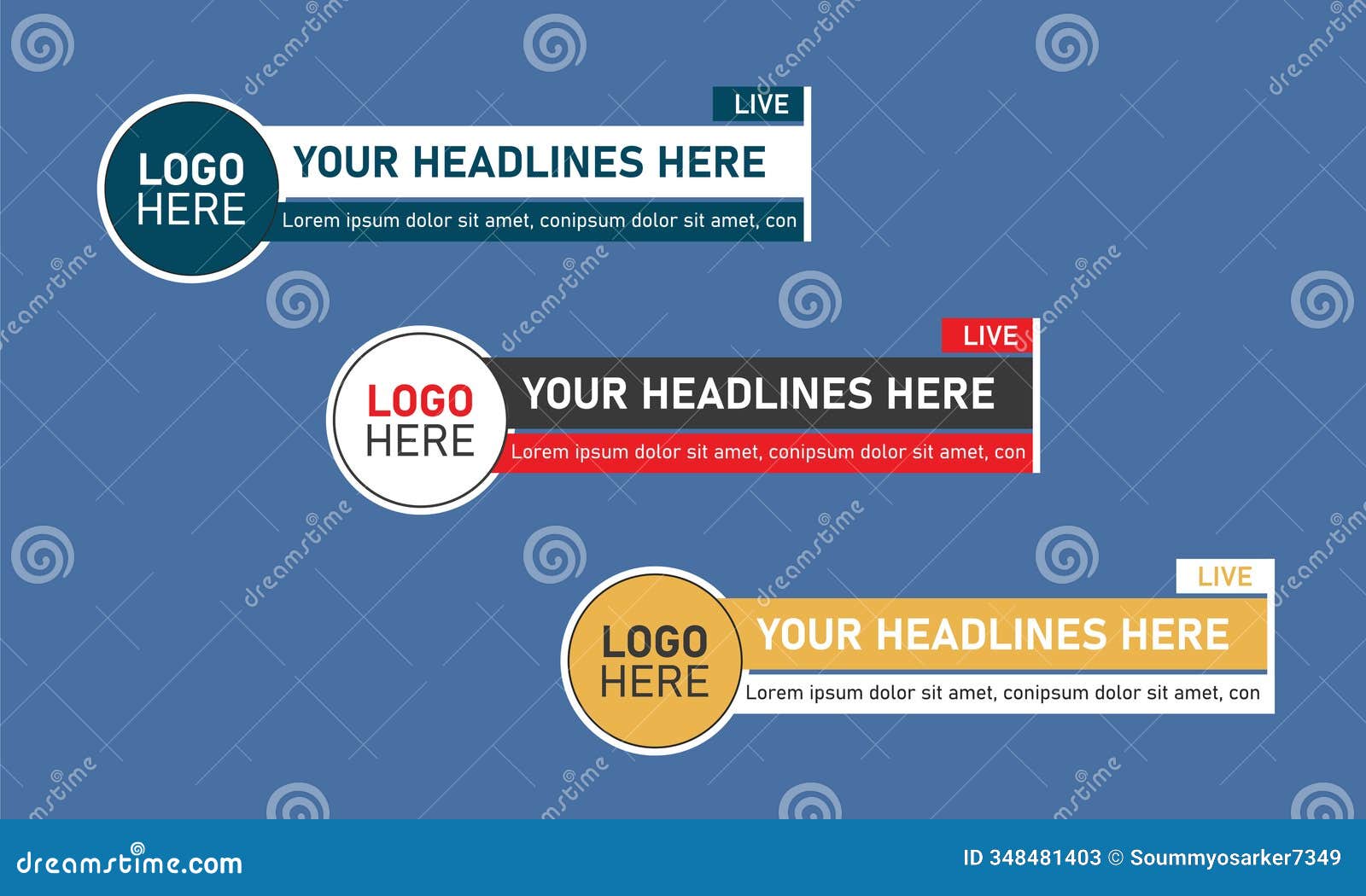 Simple News Lower Third with Logo Placement Stock Vector - Illustration ...
