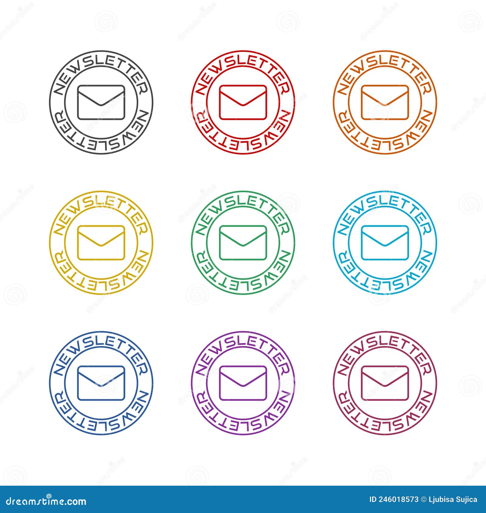 Simple Newsletter Icon Color Set Stock Vector - Illustration of ...