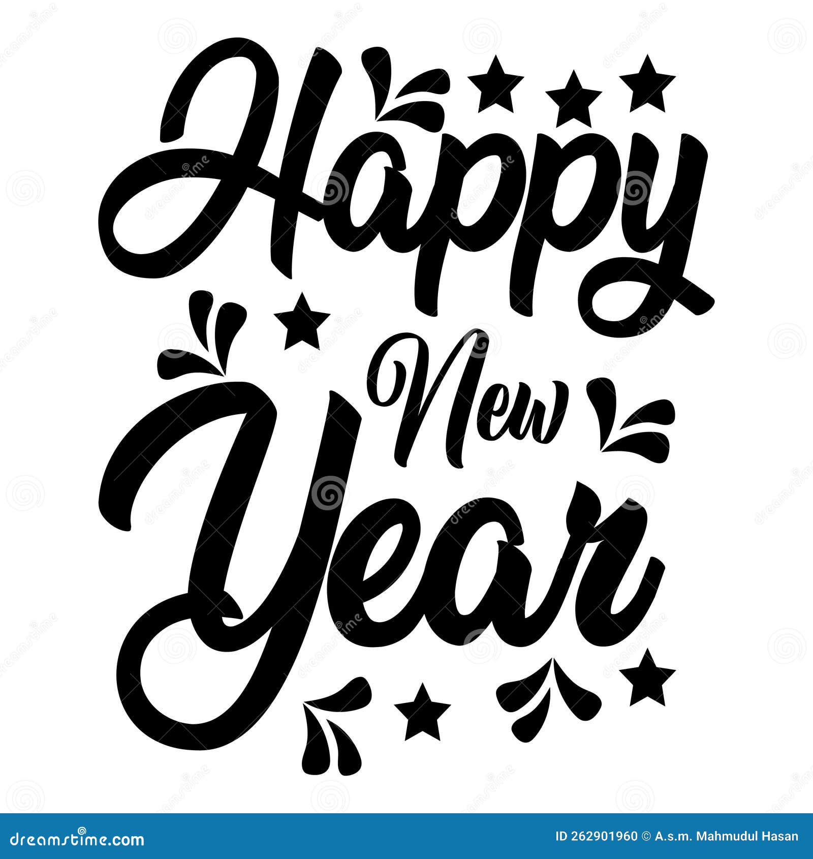 Simple and Nice Happy New Year Typography Design Stock Vector ...
