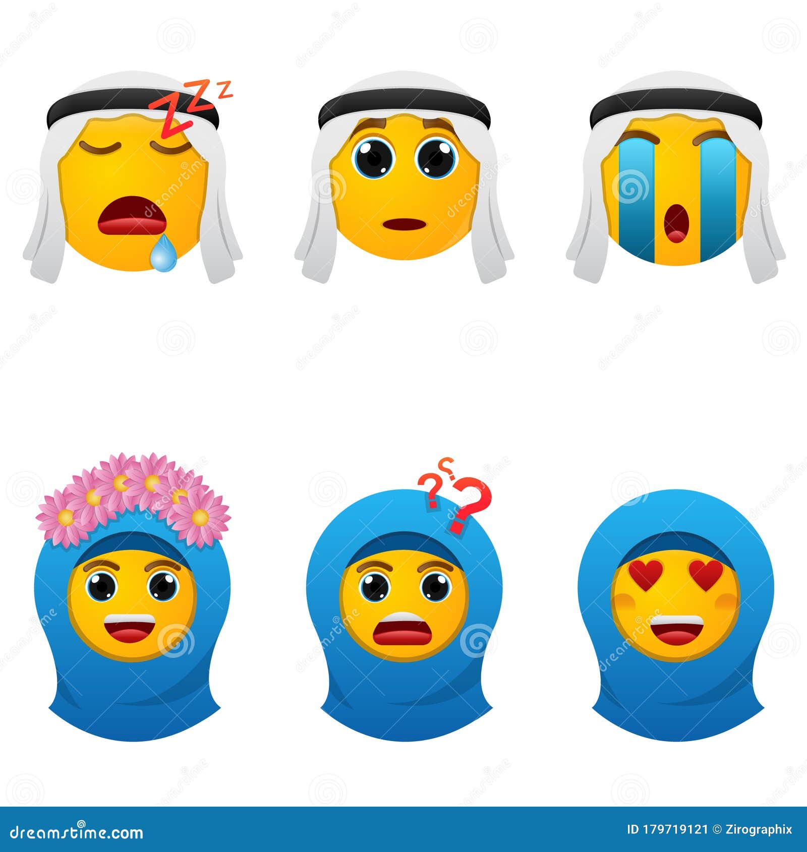 Arab Hijab Emoji Vector Illustration Stock Vector - Illustration of ...