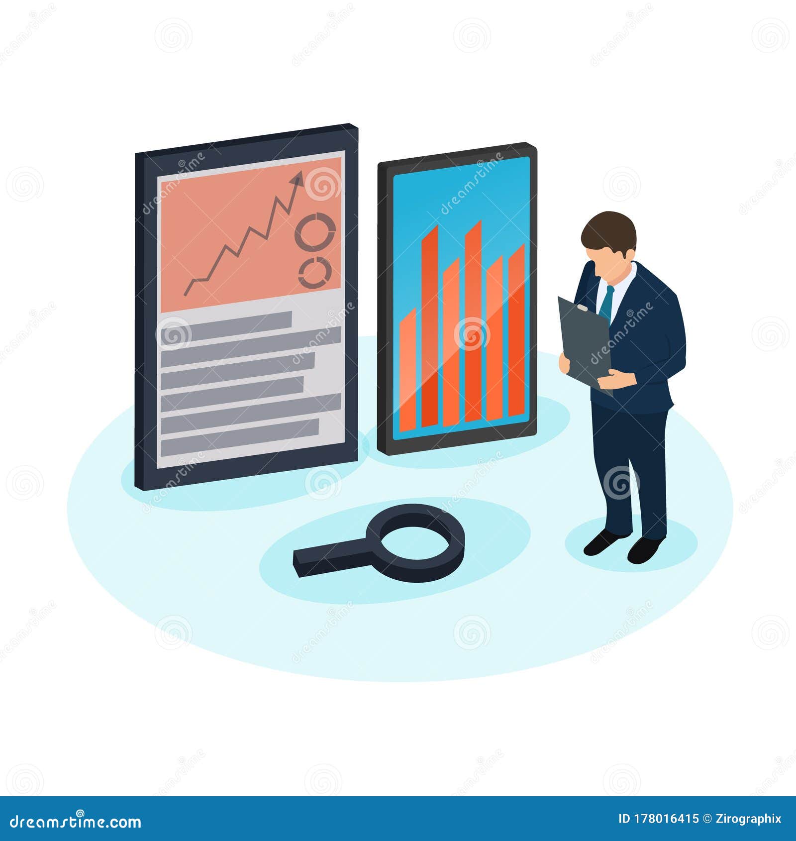 Businessman with Insight and Graph Illustration Stock Illustration ...