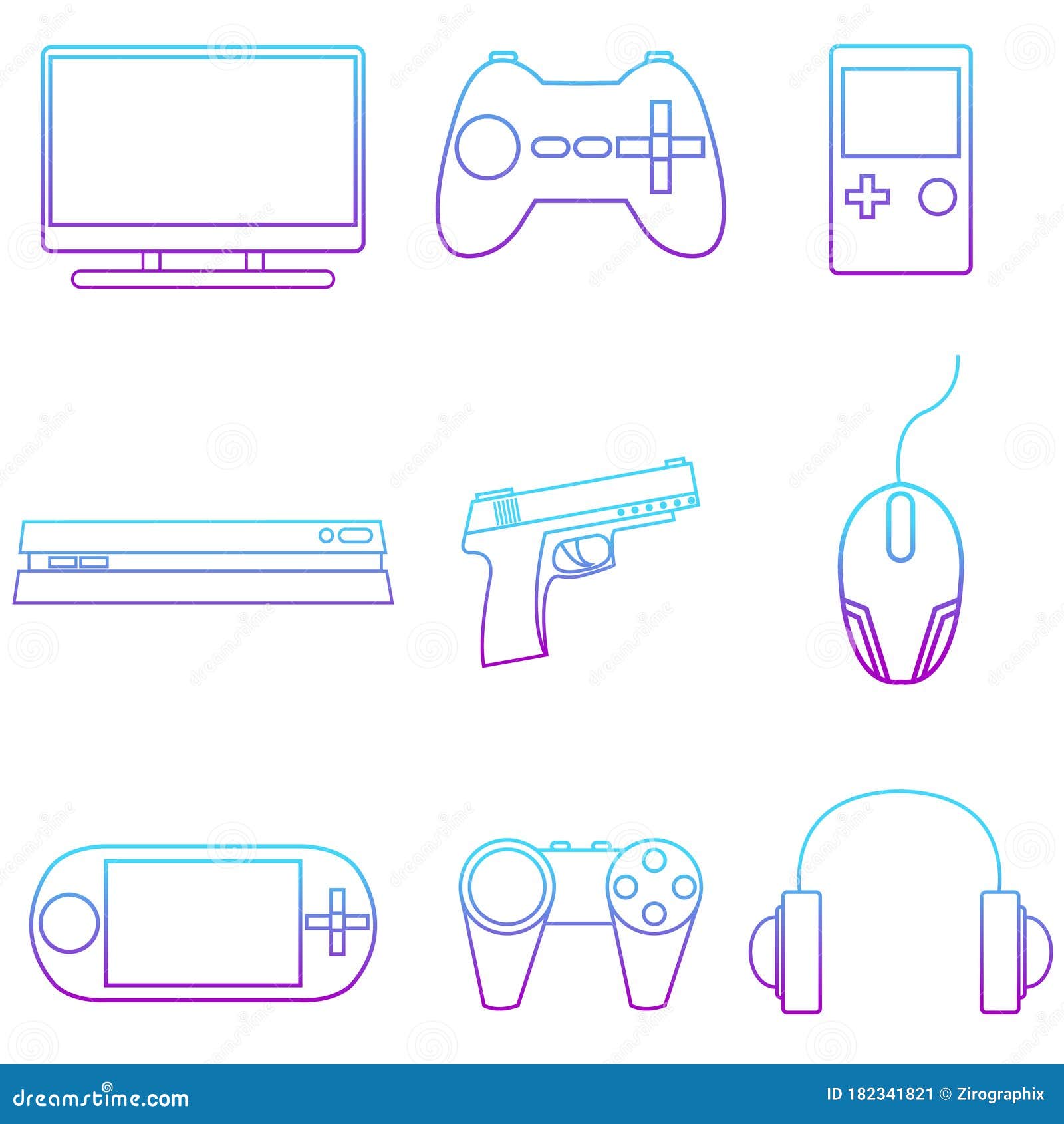 Gaming Line Icons Vector Illustration Design Stock Illustration ...